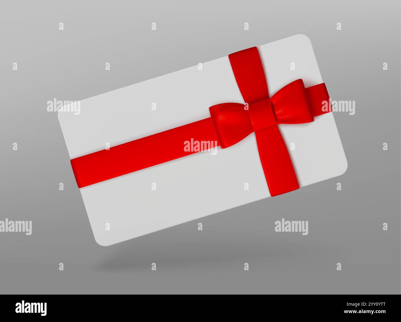 Blank white template of plastic gift card mockup with ribbon and bow ...