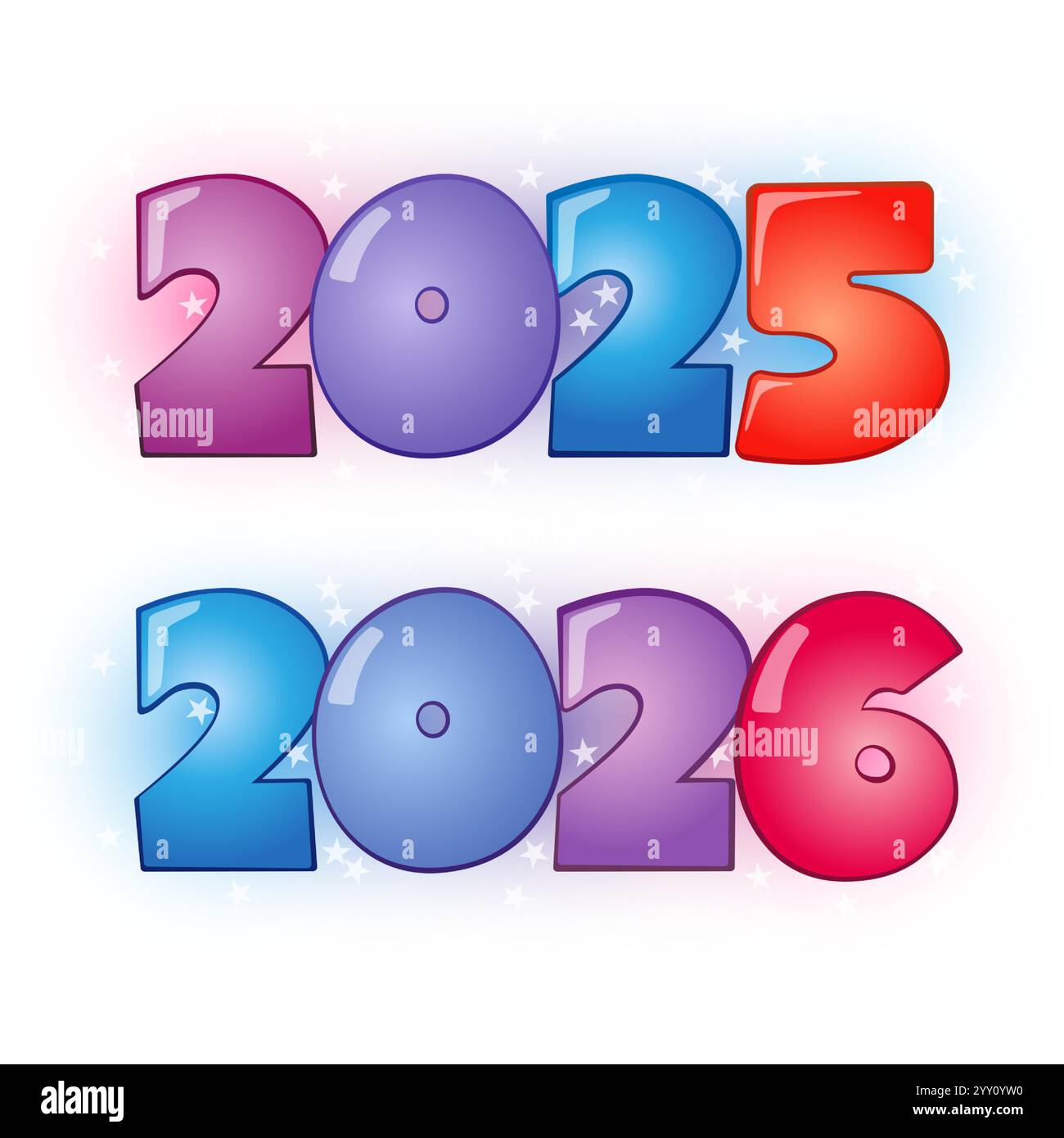 Cute creative typography 2025 and 2026. Isolated elements. Number icon ...