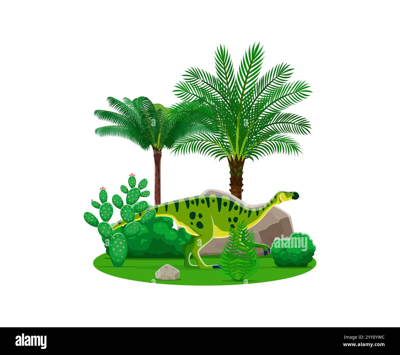 Maiasaura prehistoric dinosaur cartoon character. Vector herbivore ...