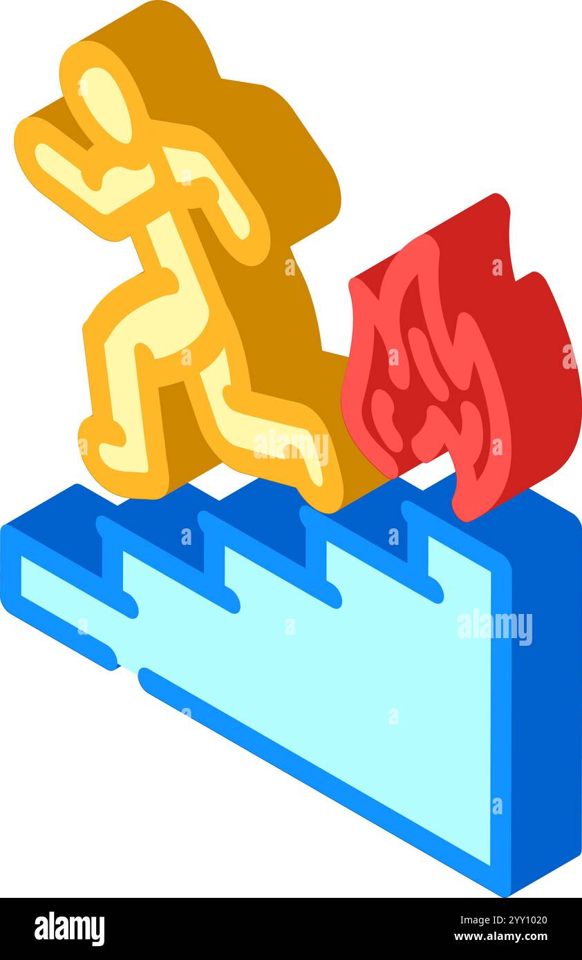 fire safety drill injury prevention isometric icon vector illustration ...
