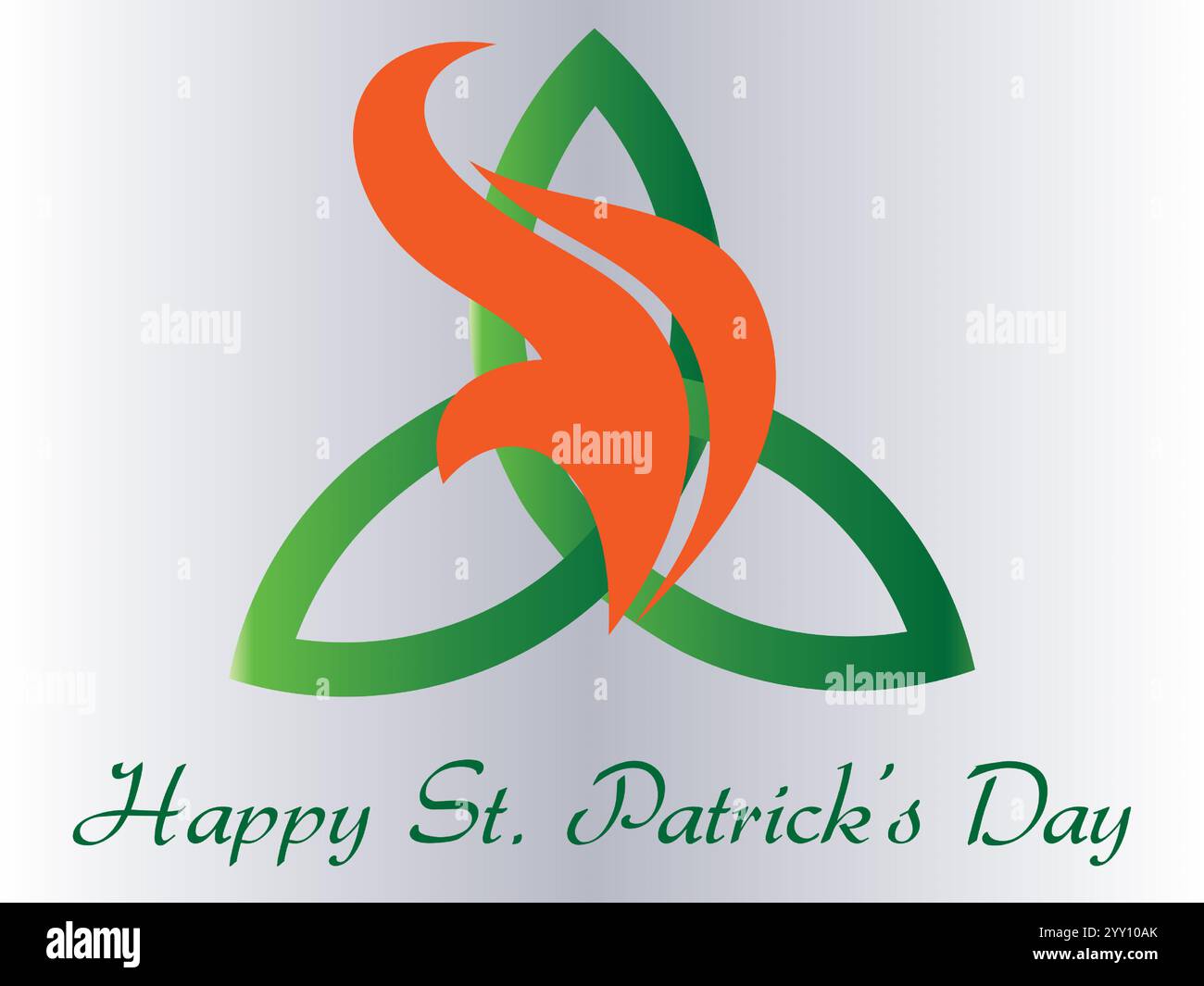 Logo for St. Patrick Day with a green cross and a red flame. The logo ...