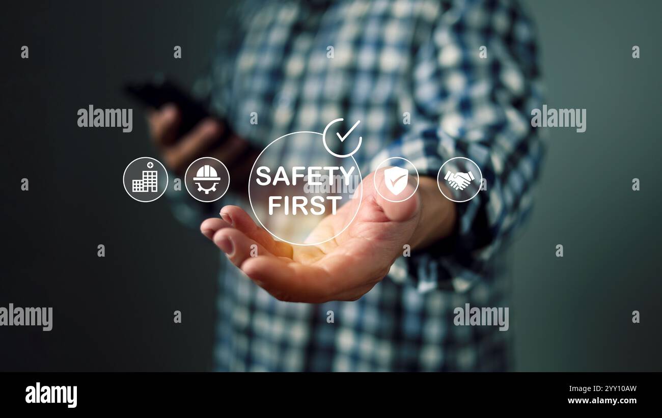 Concept safety first as a priority in professional environments, Safety ...