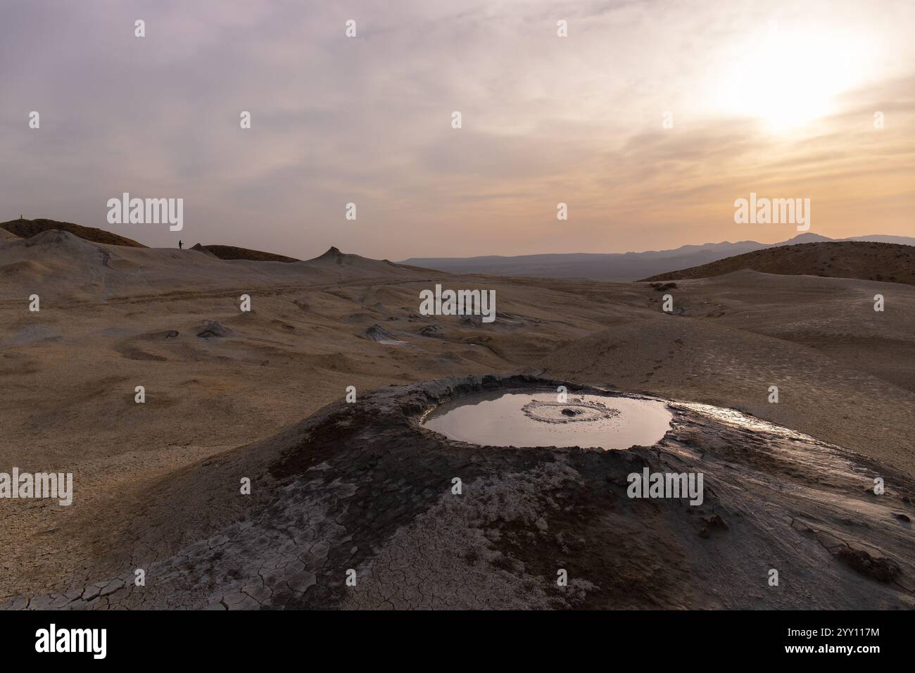 Beautiful mud volcanoes at sunset in Gobustan. Azerbaijan Stock Photo ...