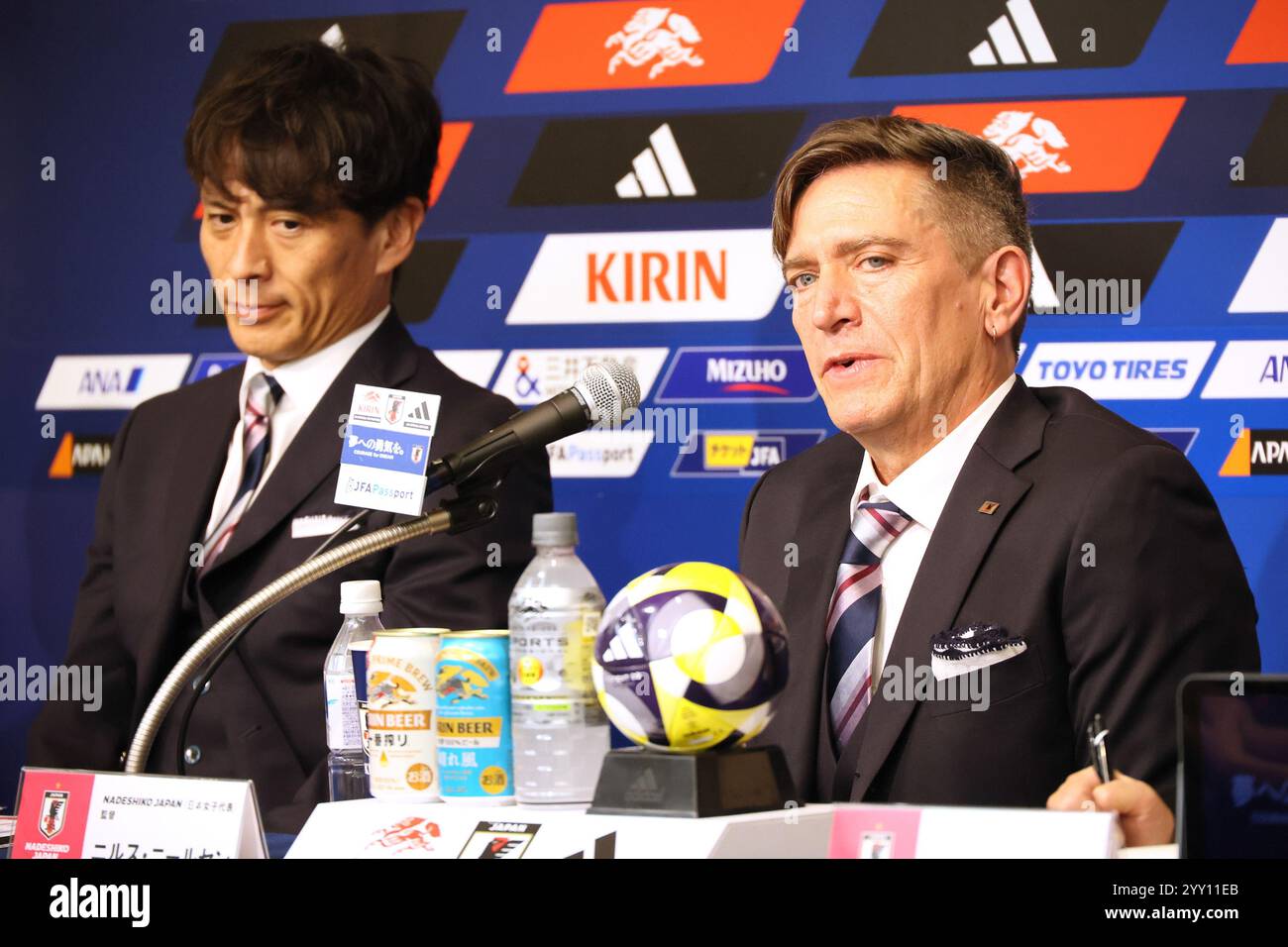 Tokyo, Japan. 18th Dec, 2024. Danish football manager Nils Nielsen (R ...