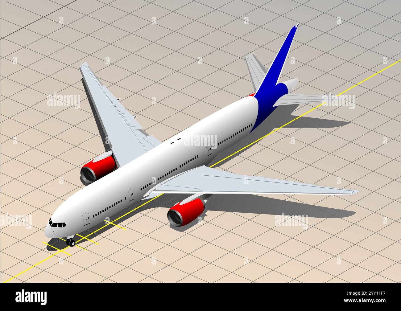Airplane on the airfield vector 3d Stock Vector Images - Alamy