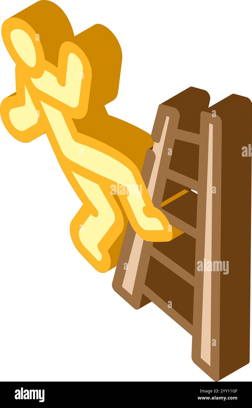 ladder safety injury prevention isometric icon vector illustration ...