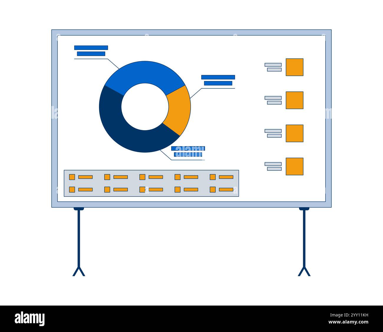 Segmented Pie Chart On Presentation Board 2d Cartoon Object Stock