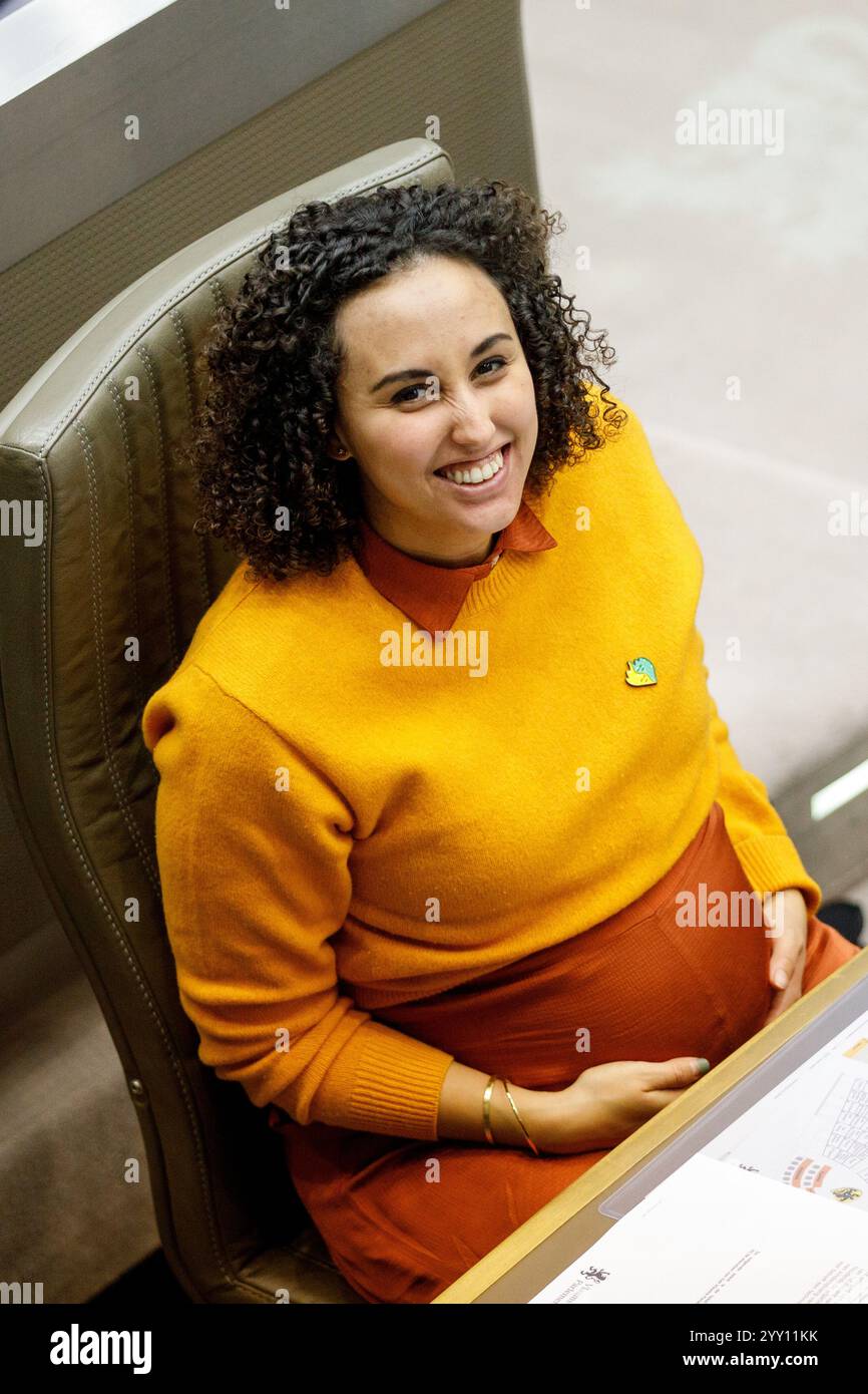 Brussels, Belgium. 18th Dec, 2024. Groen co-chairwoman Nadia Naji ...