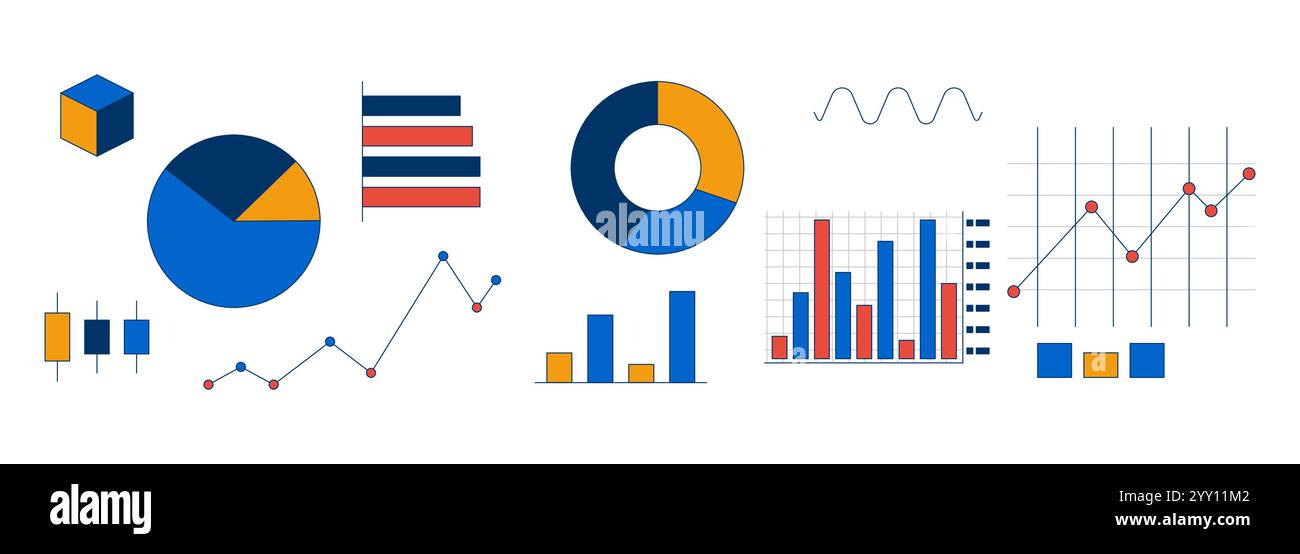 Data visualization charts 2D cartoon objects set Stock Vector Image ...