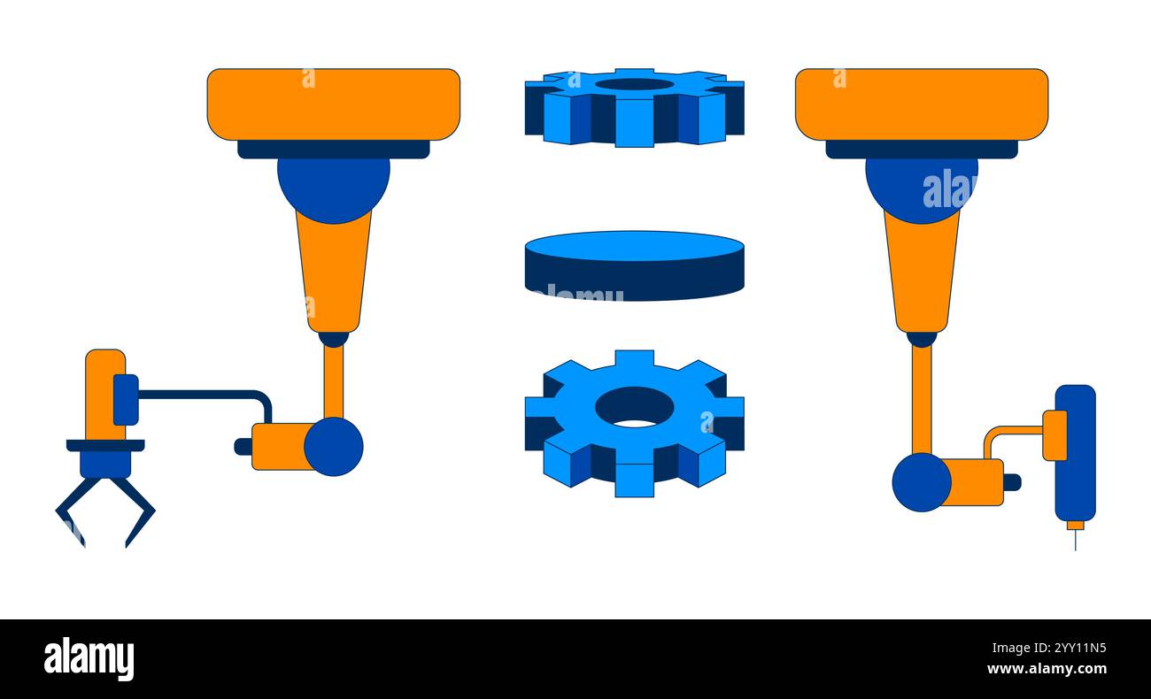 Robotic arms and gears 2D cartoon objects set Stock Vector Image & Art - Alamy