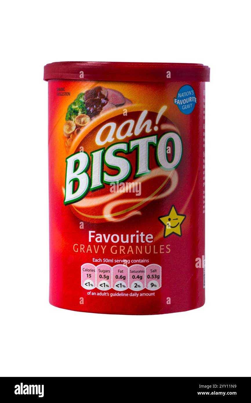 Tub of aah Bisto favourite Gravy Granules isolated on white background ...