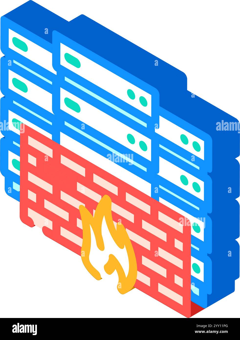 security firewall data center isometric icon vector illustration Stock ...