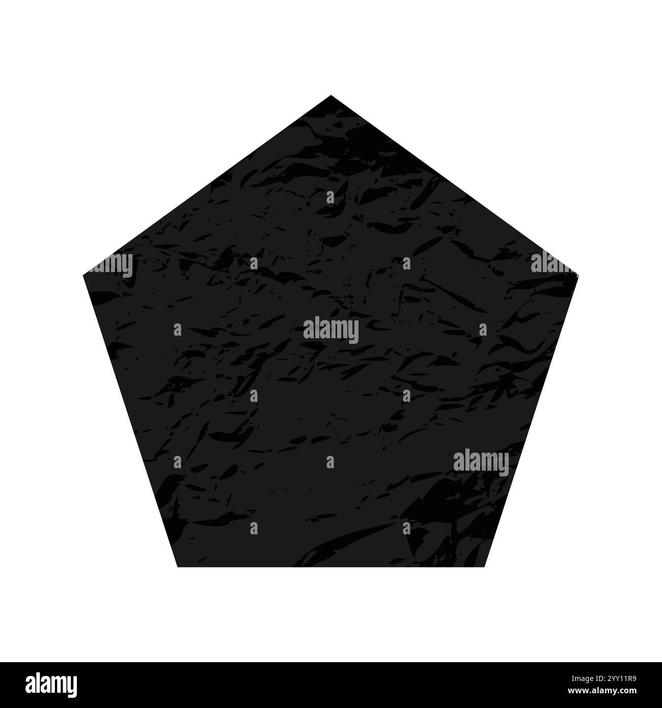 Scratched pentagon. Dark figure with distressed grunge texture isolated ...