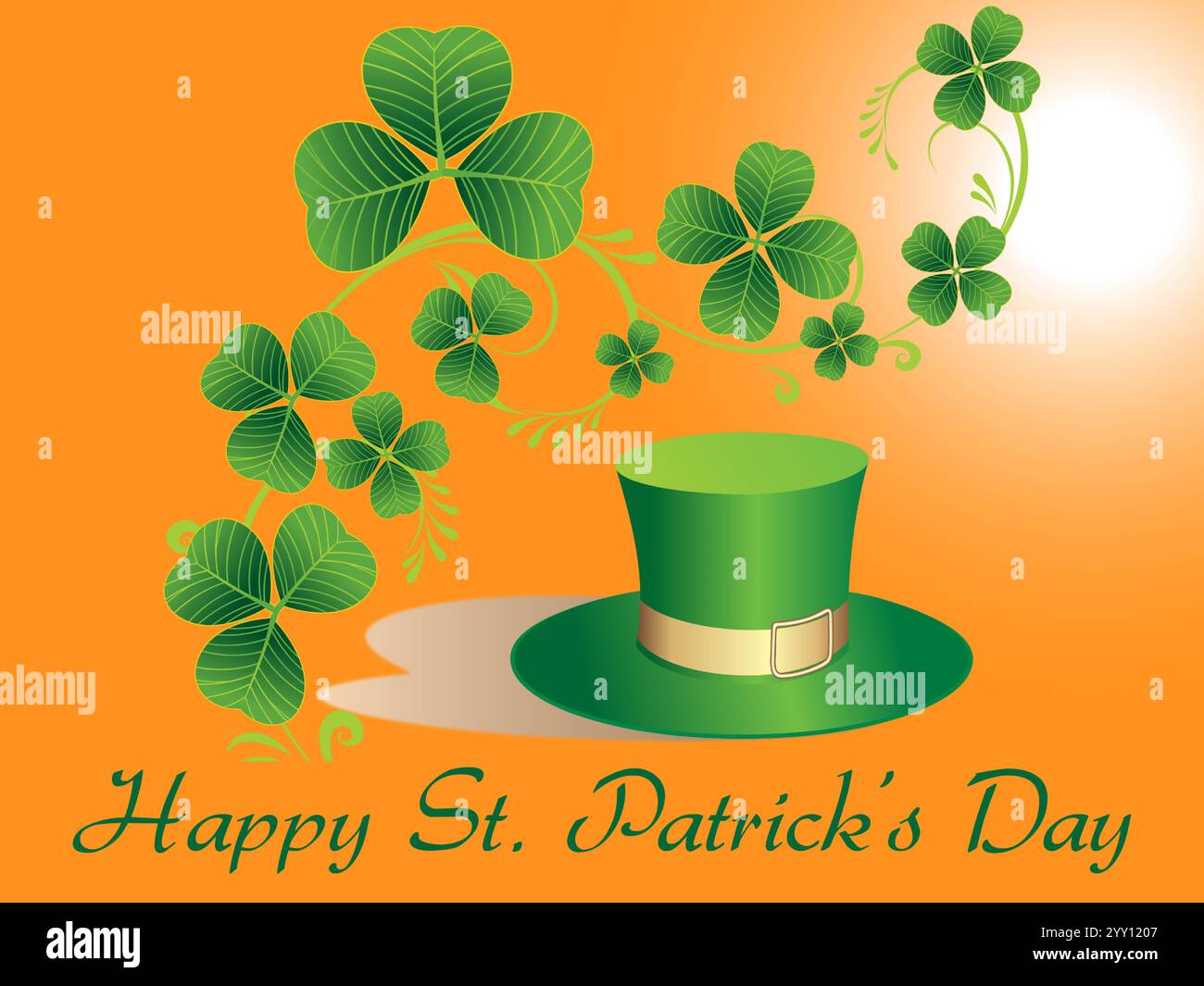 Green shamrock hat is on a poster for St. Patrick Day. The hat is ...