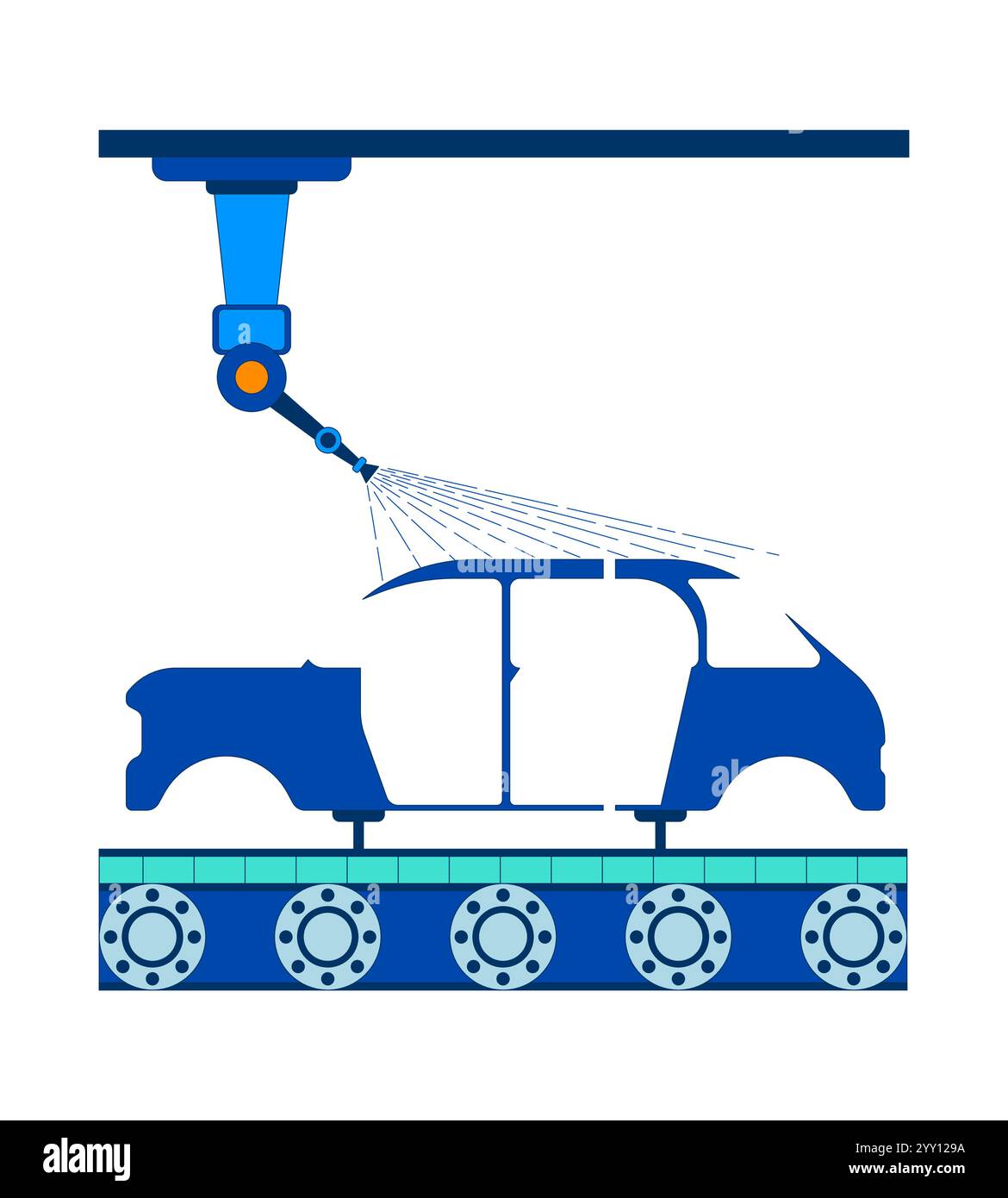 Car body airbrushing with industrial paint robot 2D cartoon object ...