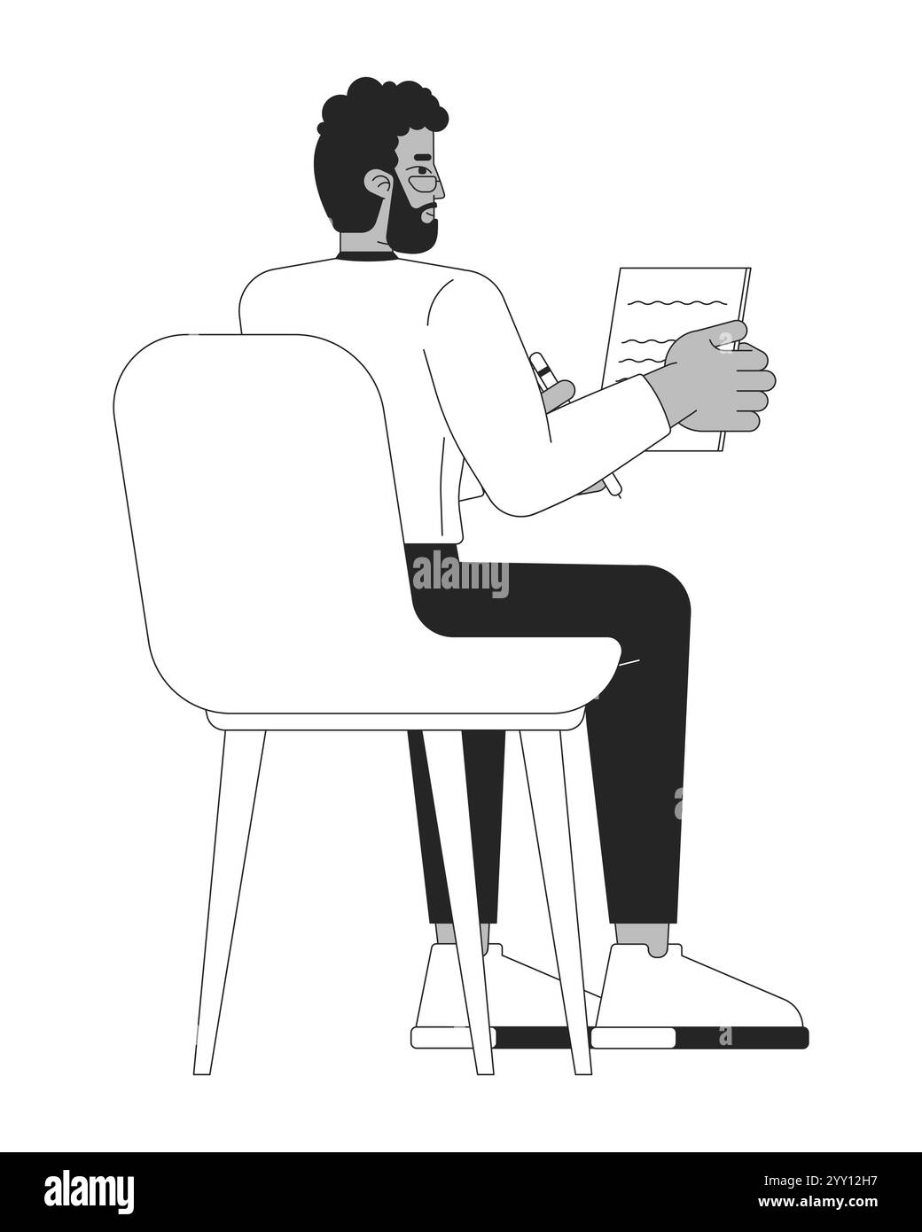 Sitting chair african american businessman writing notes black and ...