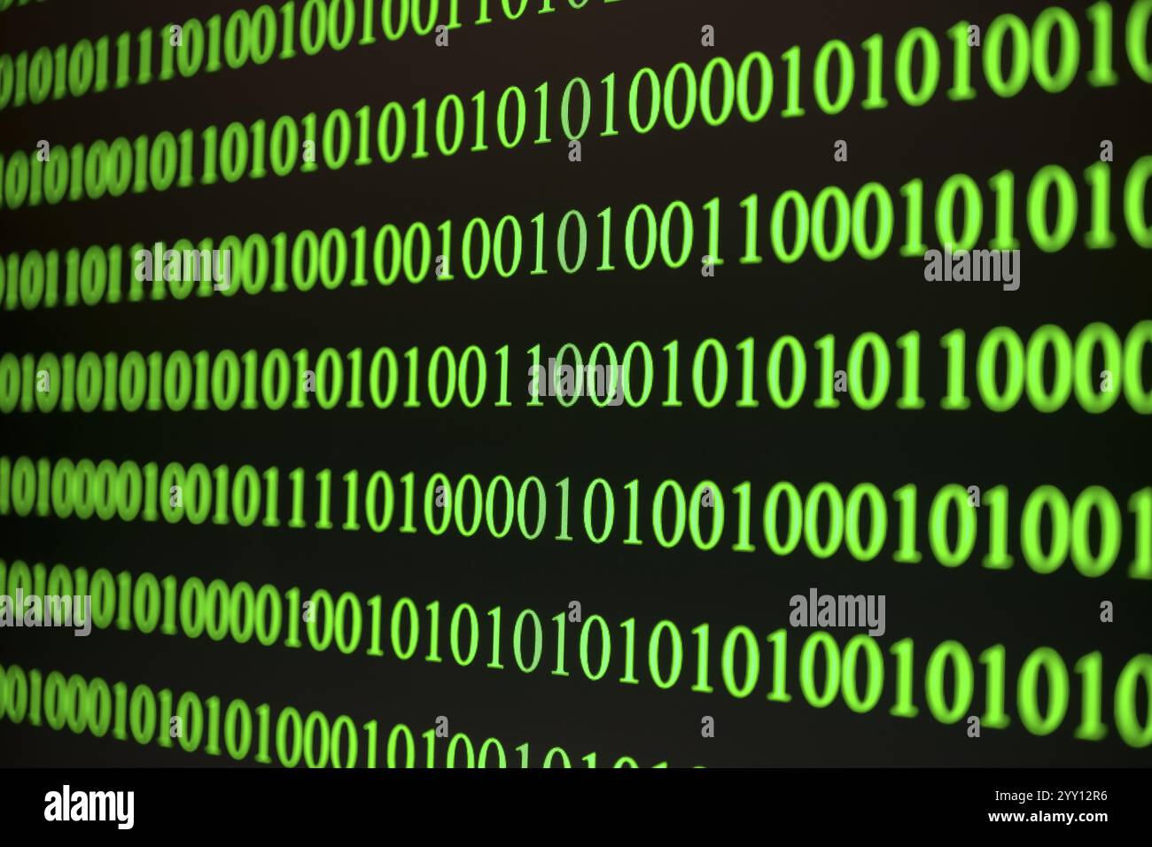 Green binary numbers in a row, symbolising digital technology Stock Photo - Alamy