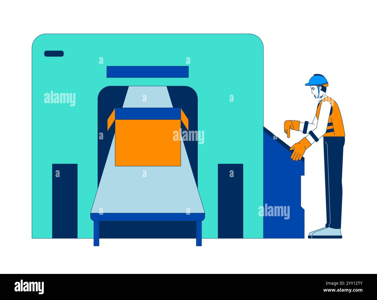 Factory worker operating industrial machine Stock Vector Images - Alamy