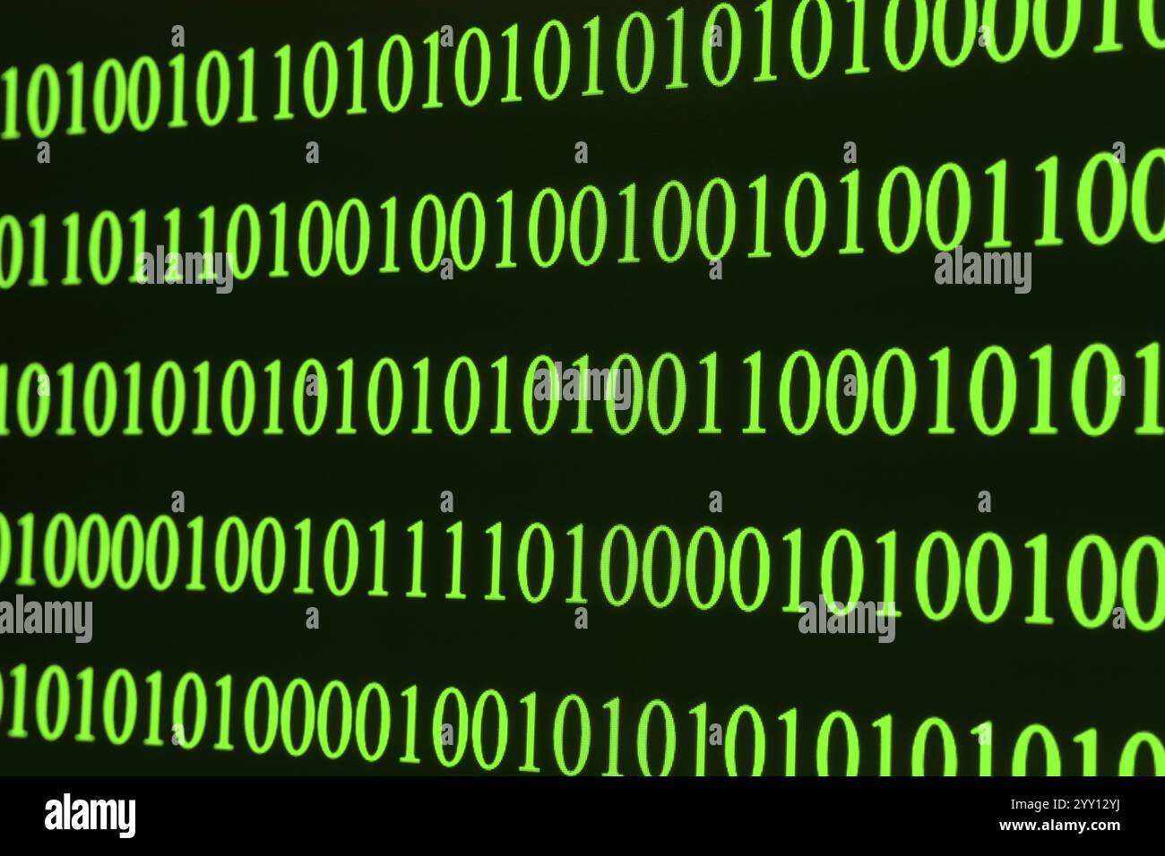 Green binary code in clear rows on a black background Stock Photo - Alamy
