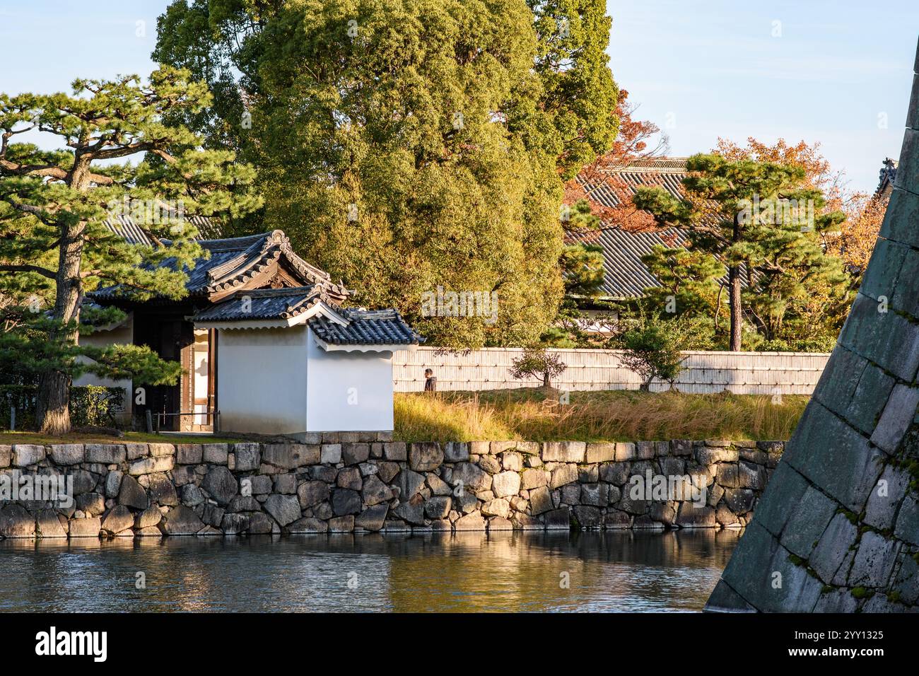 Inner walls and moat of the old Japanese Tokugawa Shogun residence of ...