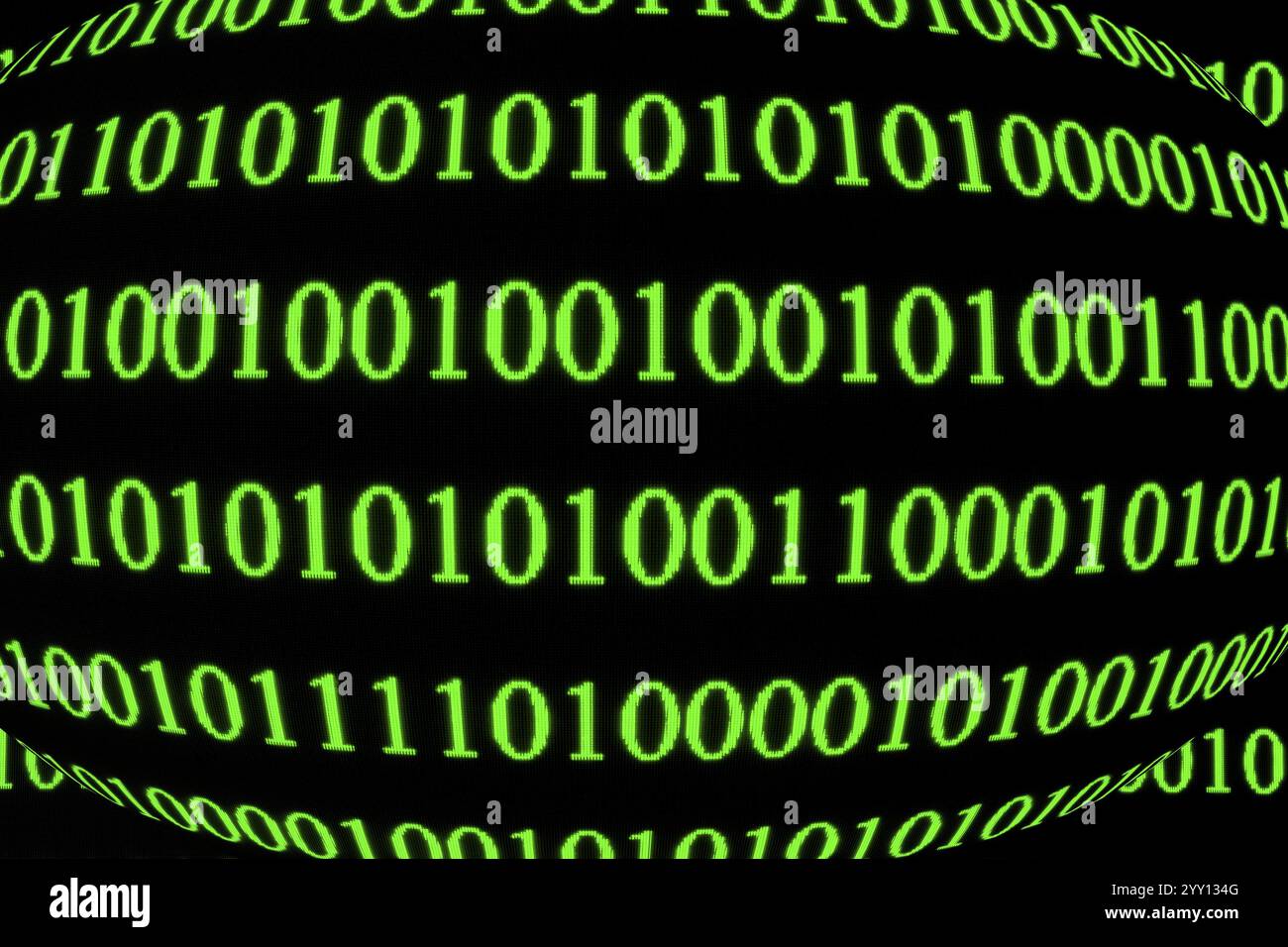 Green binary code on a black background in spherical form Stock Photo ...