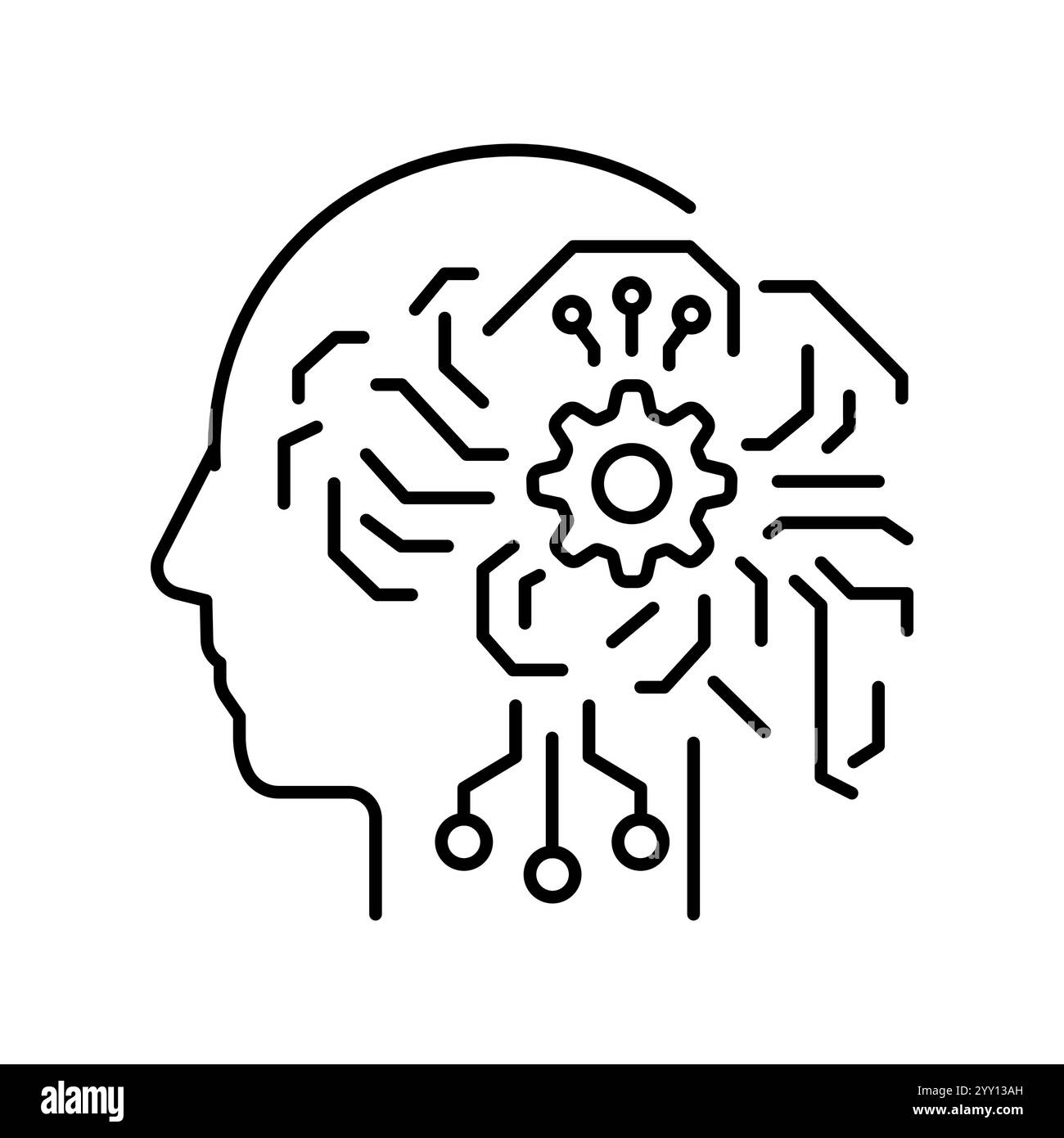 Machine Learning black line icon. Vector isolated element. Editable stroke Stock Vector Image ...