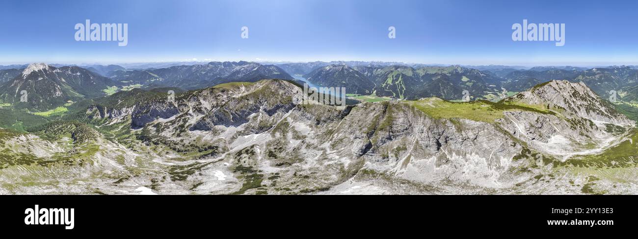 Aerial view, summit ridge of the Unnuetz, behind Achensee and ...