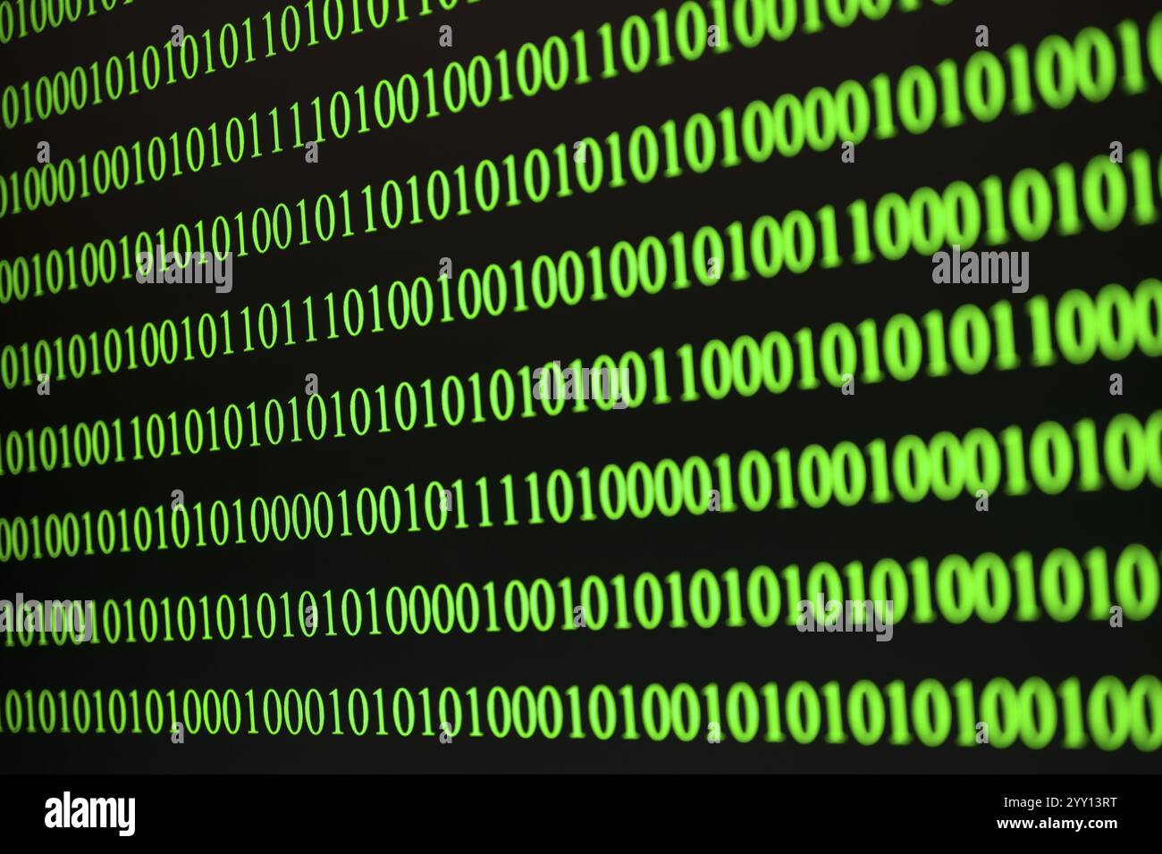 Parallel green binary code lines on a black background Stock Photo - Alamy