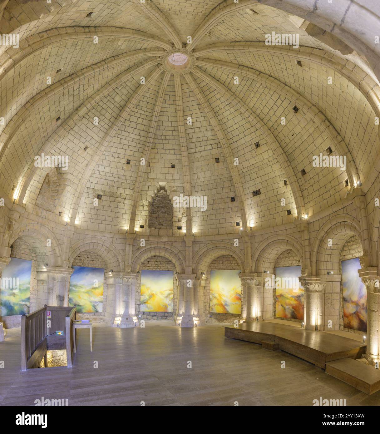 Interior view of the rotunda or castle tower (donjon) from the 12th ...