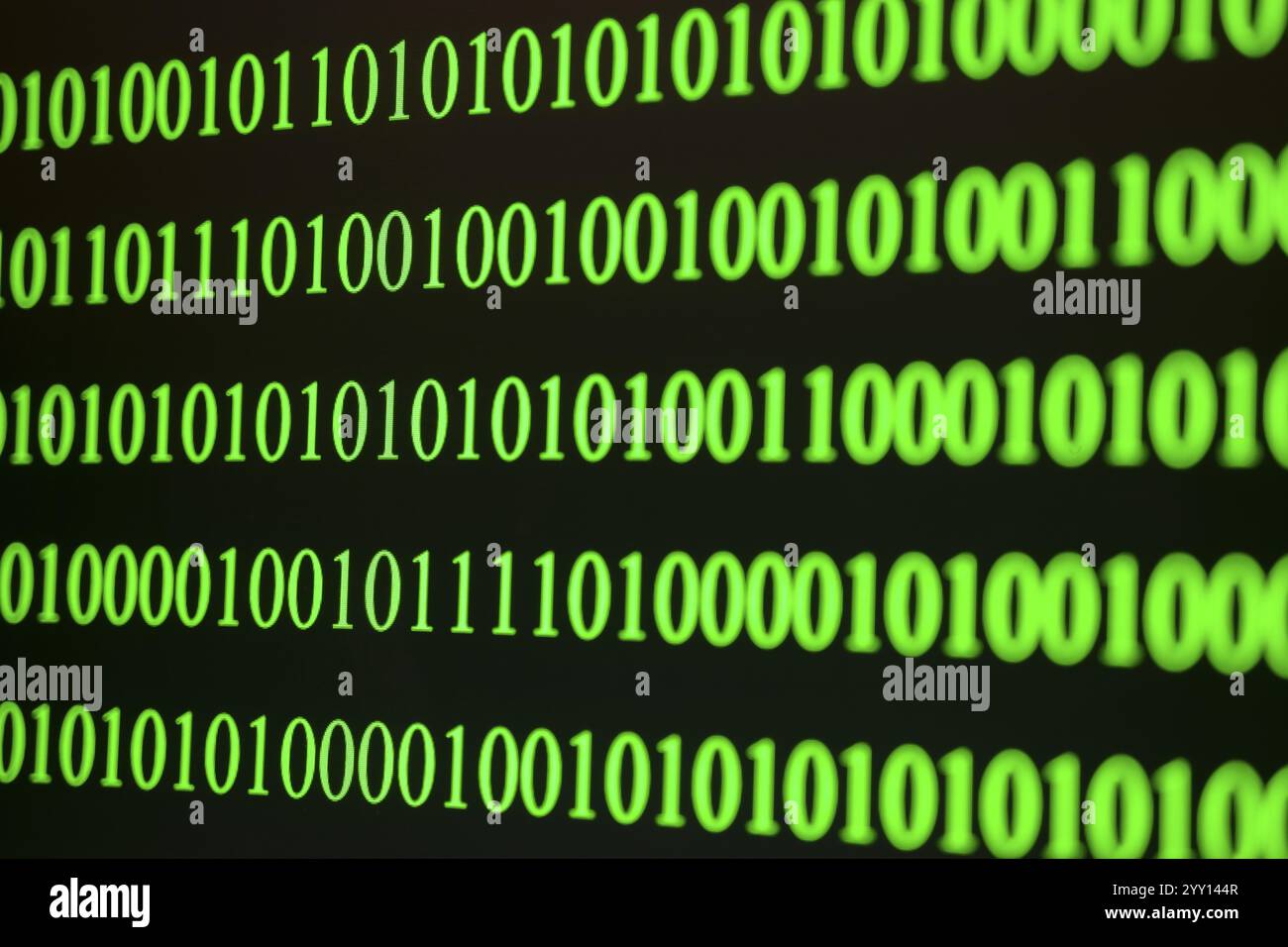 Green binary code in ordered rows on a dark background Stock Photo - Alamy