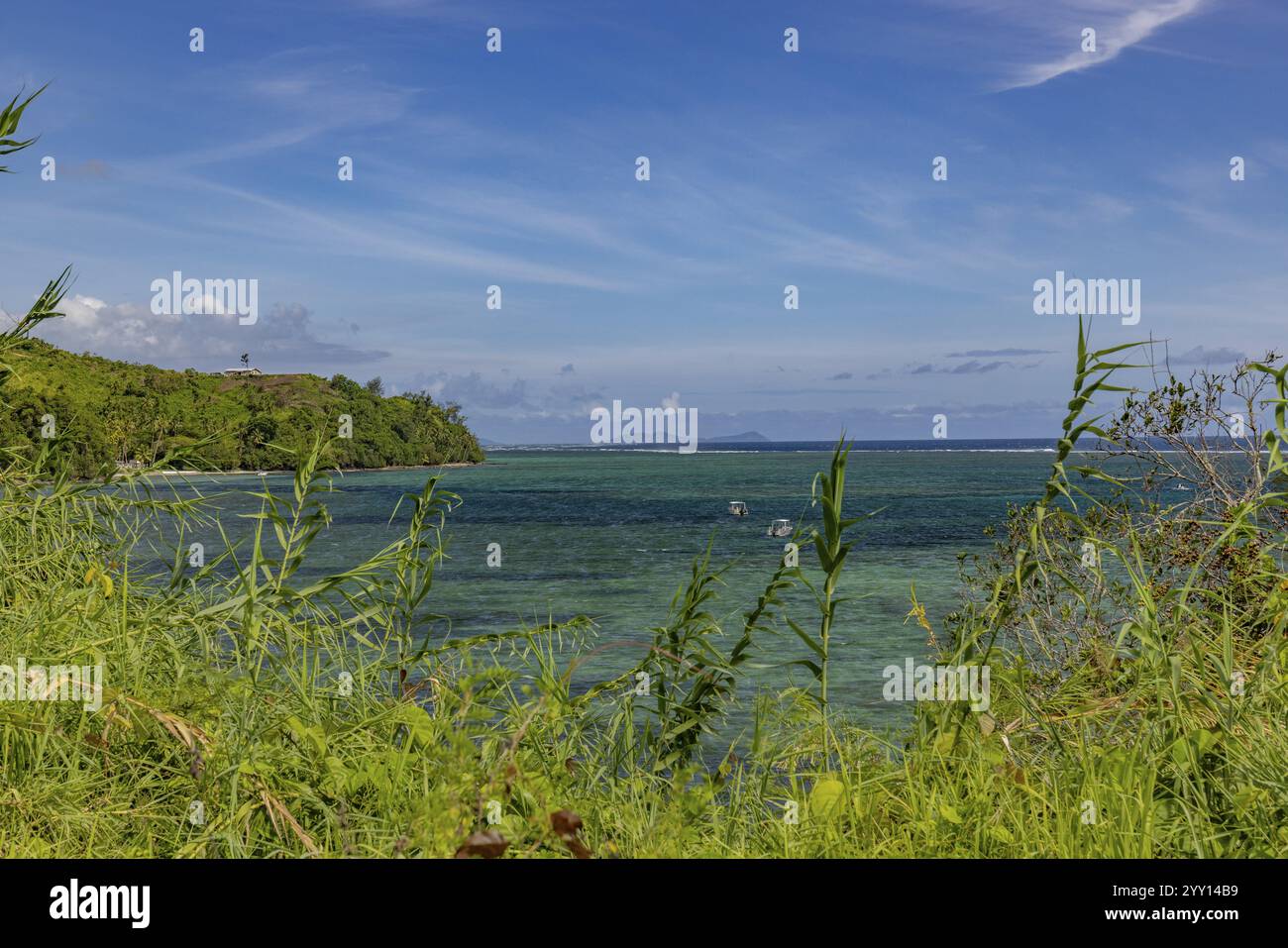 View over Namatakula Bay, reef as breakwater behind, Queens Road, Viti ...