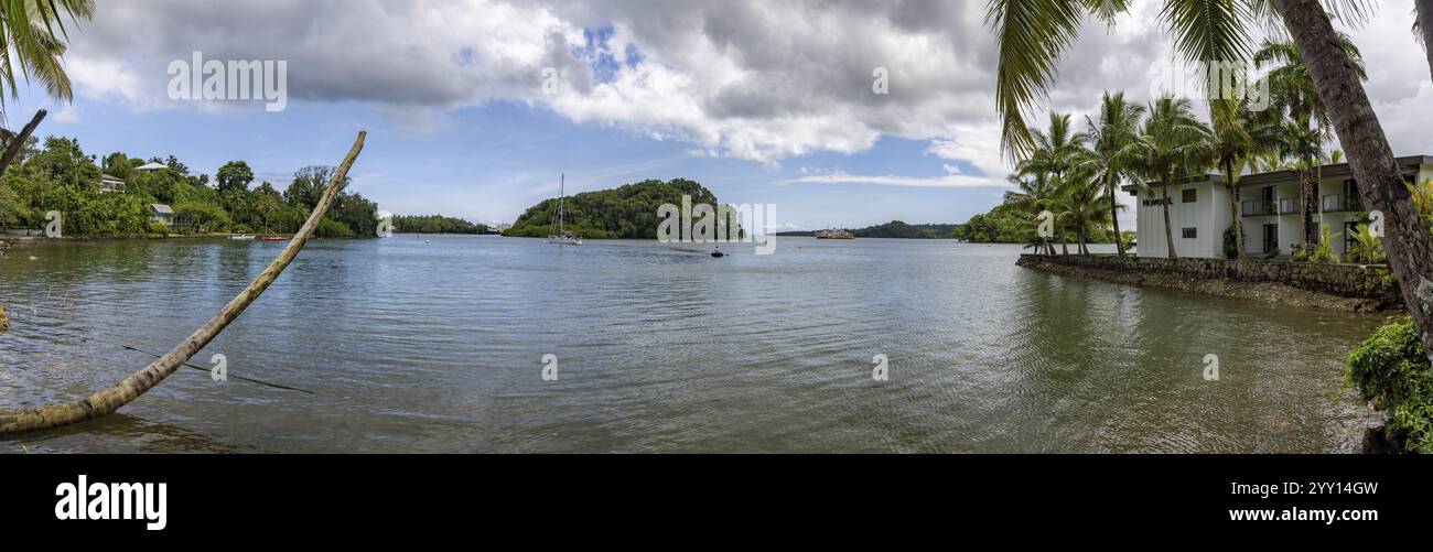 Panorama with Snake Island, Lami Bay, bay near Suva, Viti Levu Island ...