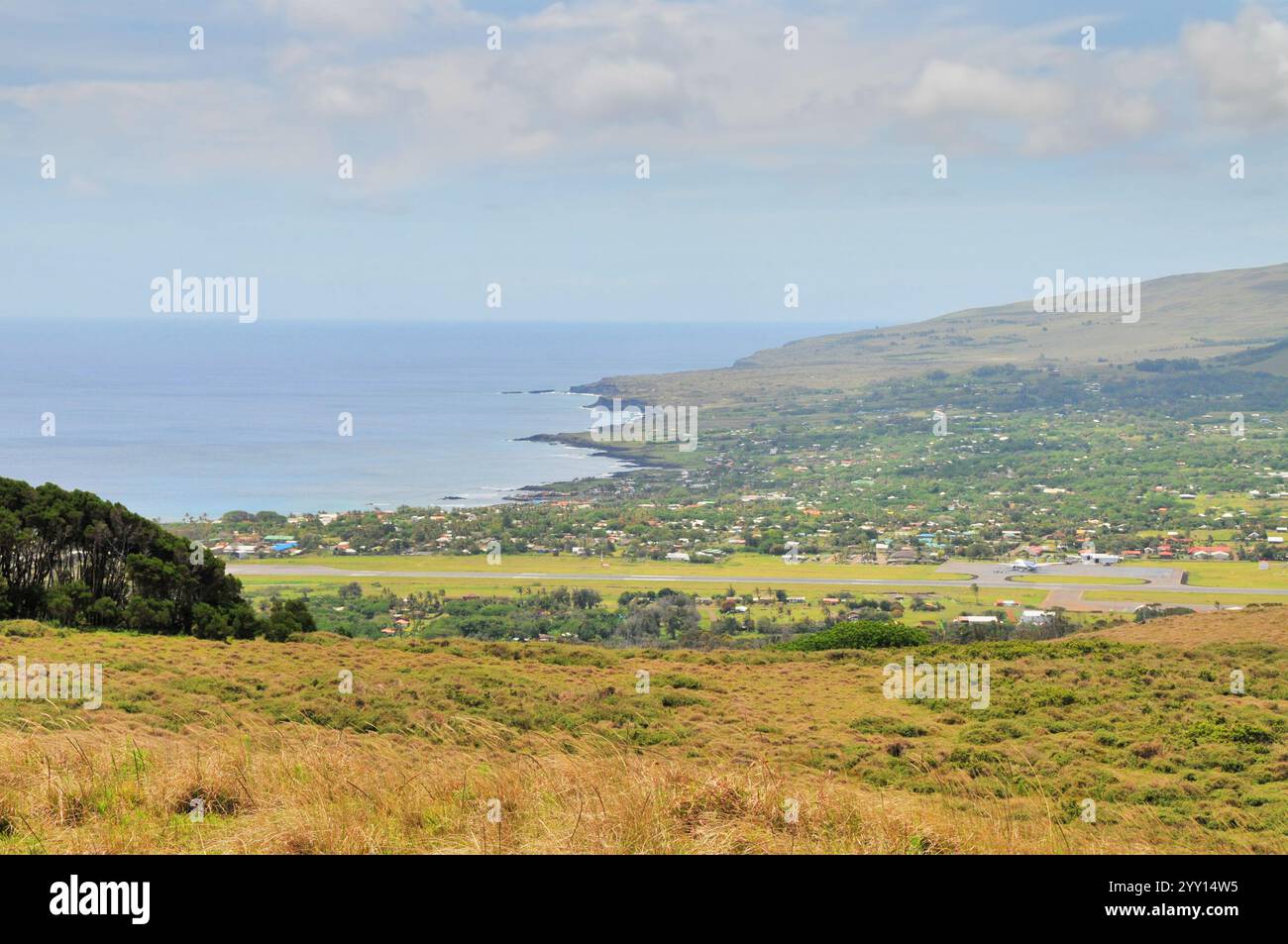 Hanga Roa main town, harbour and seat of Easter Island, a municipality ...