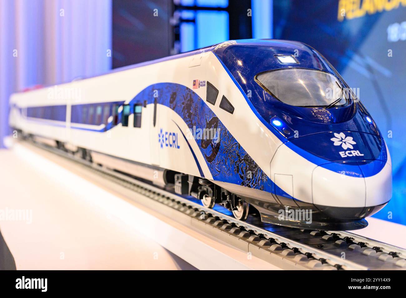Putrajaya, Malaysia. 18th Dec, 2024. A model of an electric multiple unit (EMU) train is ...