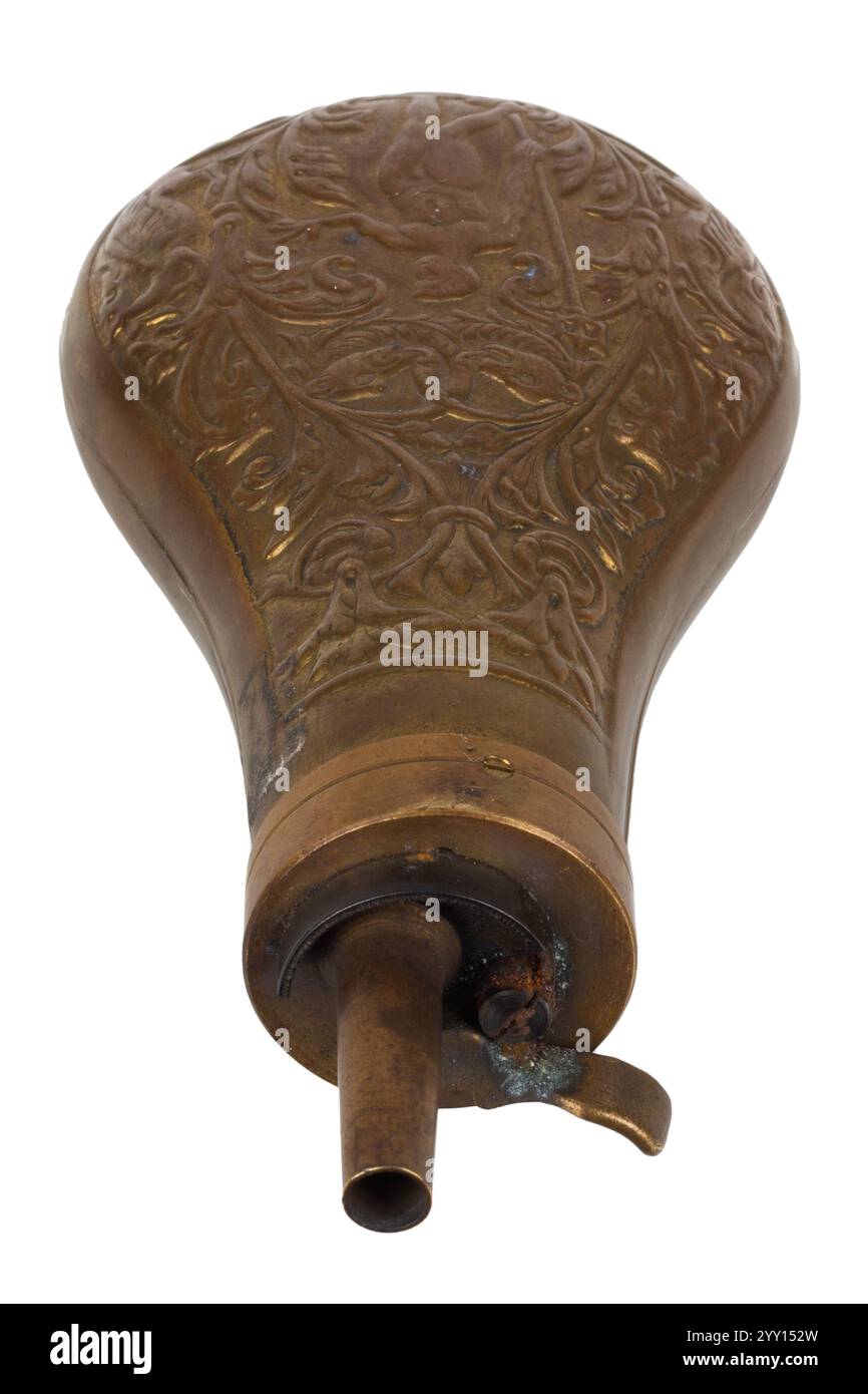 Old west gunpowder flask isolated on white background Stock Photo - Alamy