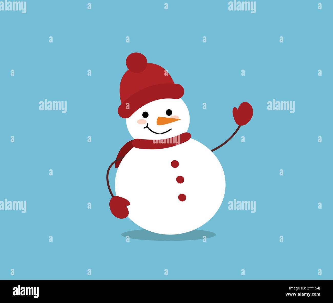 Waving Snowman with Red Hat and Scarf Stock Vector Image & Art - Alamy