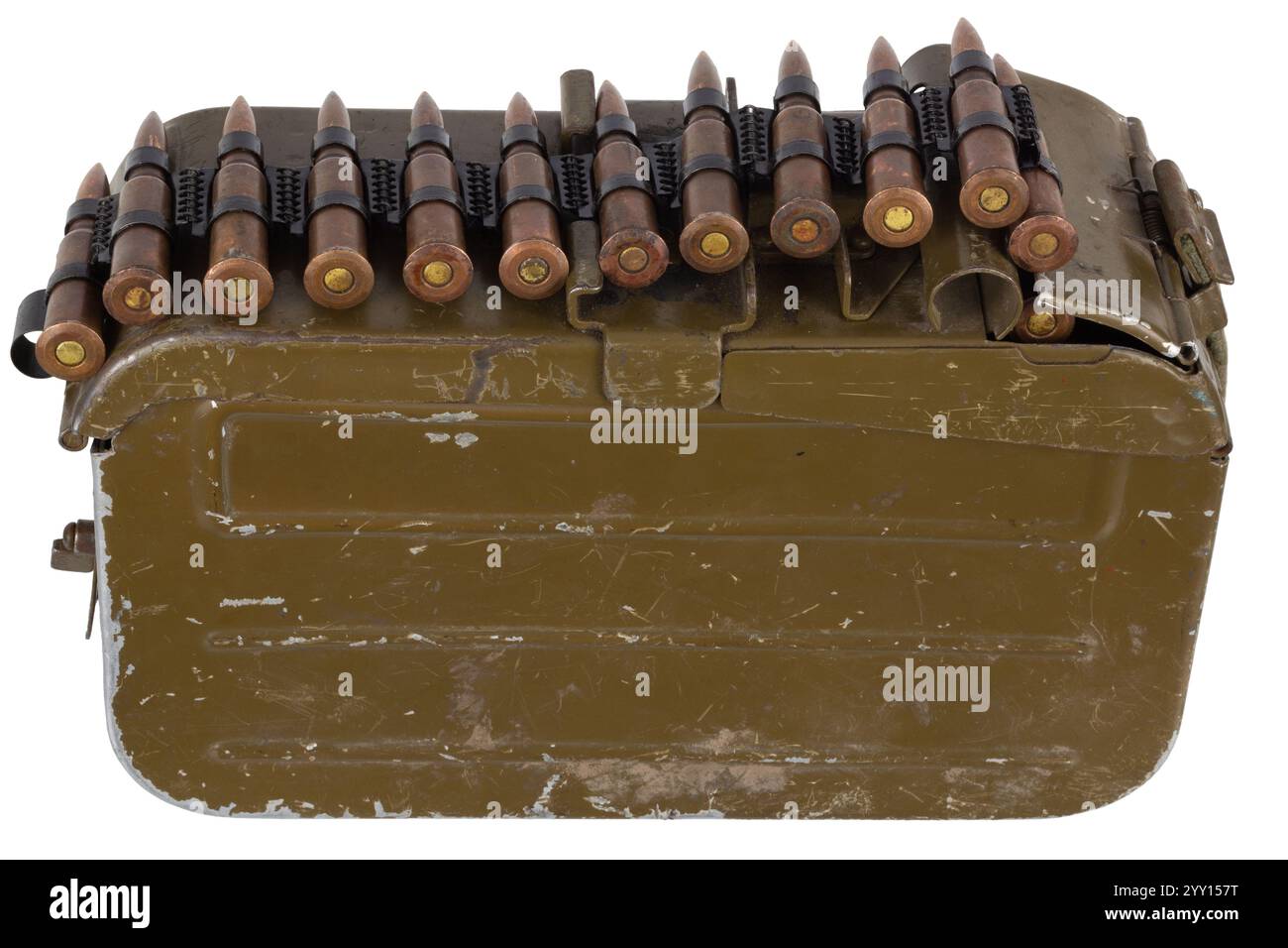 Ammo box with ammunition belt and 7.62 mm cartridges for kalashnikov PK ...