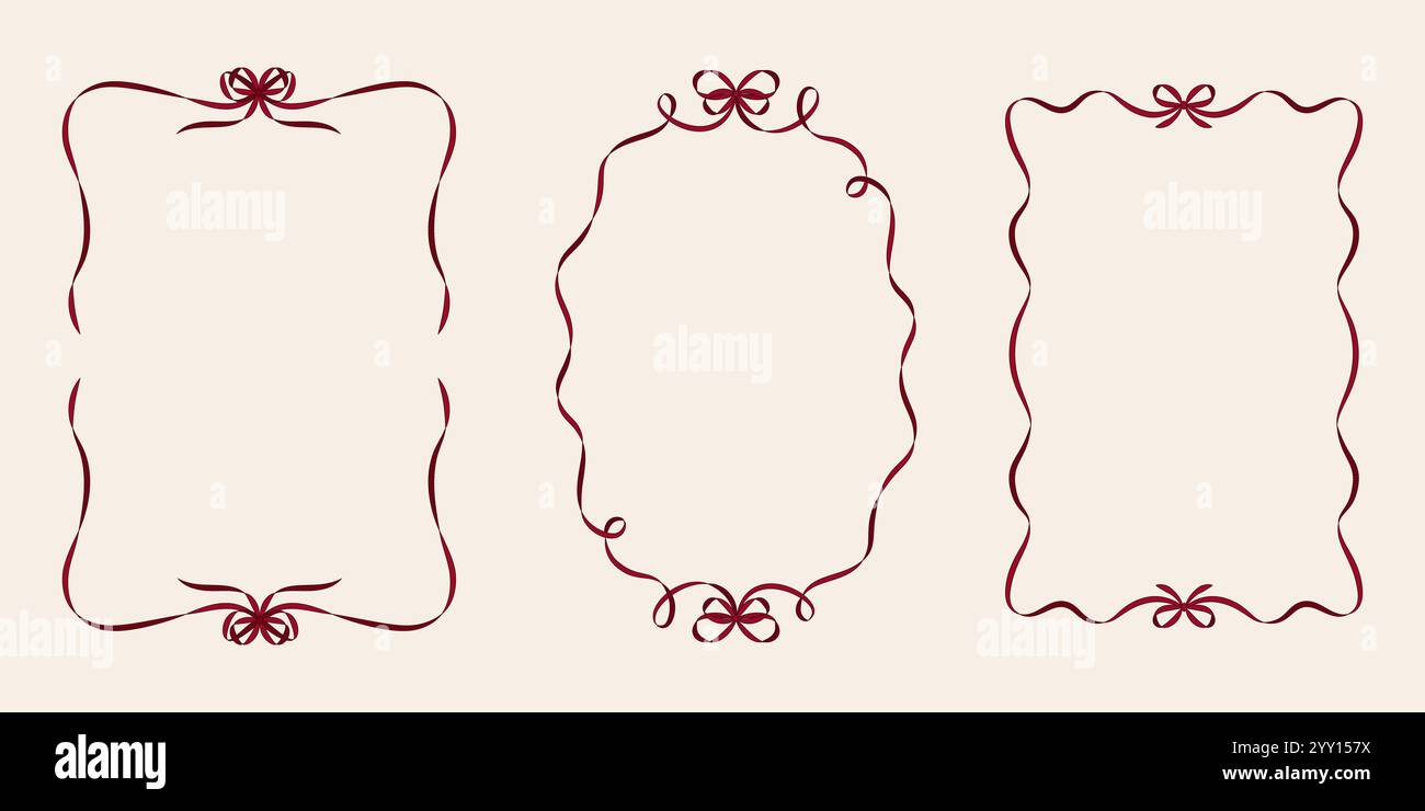 Vintage Bows and Ribbons A4 Frames in cute elegant coquette style. Hand ...