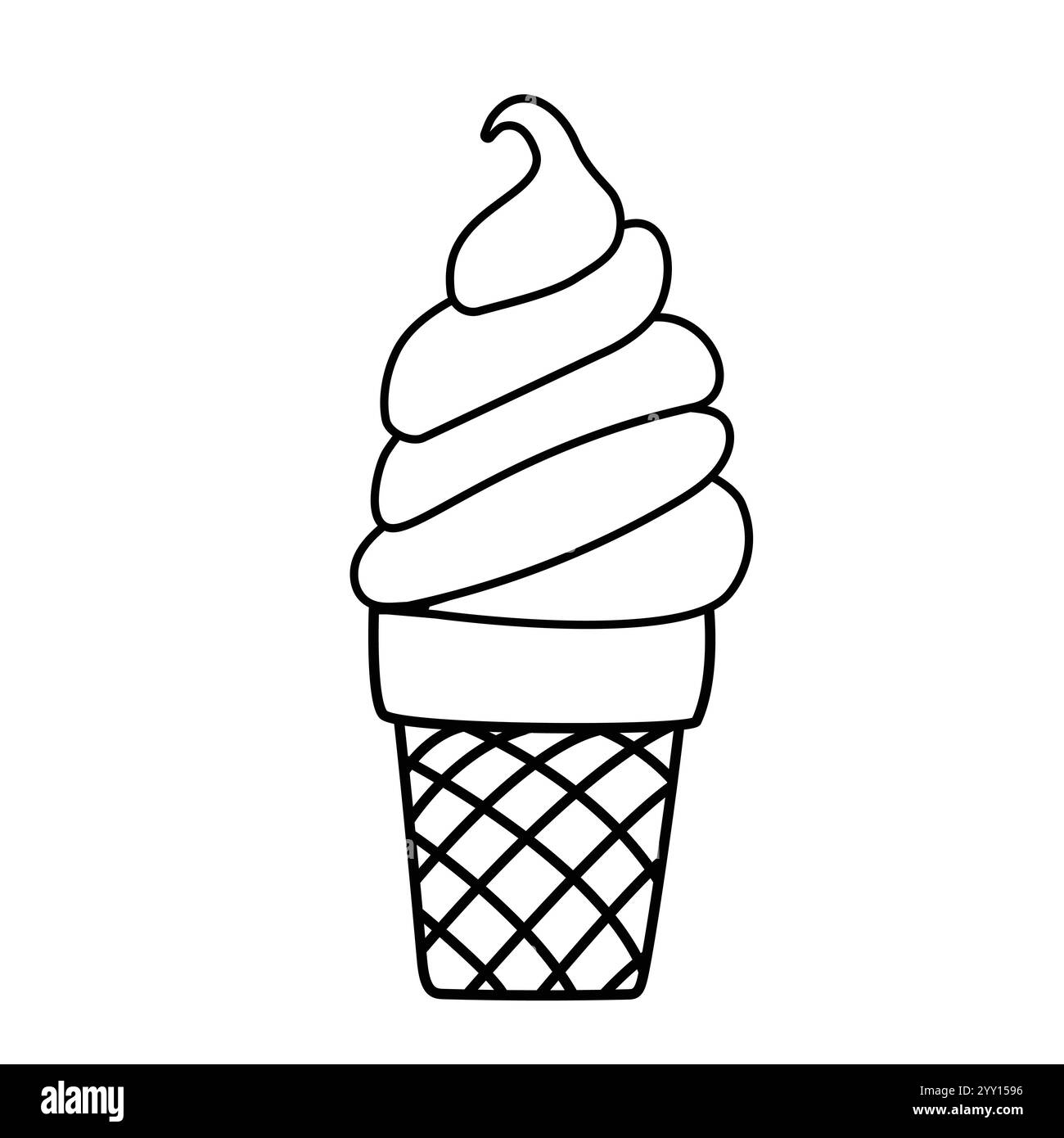 Swirled Ice Cream Cone Outline Stock Vector Image & Art - Alamy
