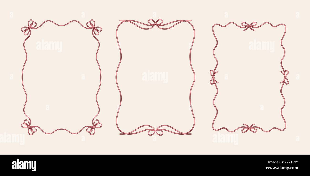 Vintage Bows and Ribbons A4 Frames in cute elegant coquette style. Hand ...