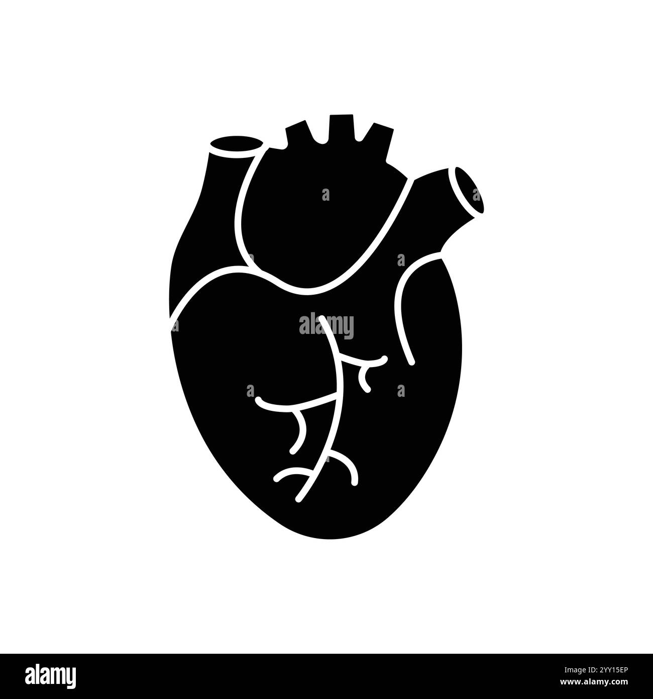 Heart flat line icon. Vector thin pictogram of human internal organ ...