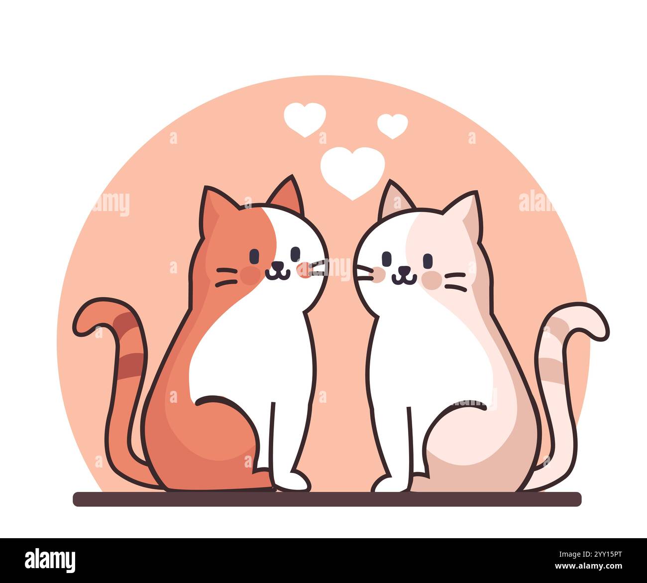 Two Cats in Love with Hearts Stock Vector Image & Art - Alamy