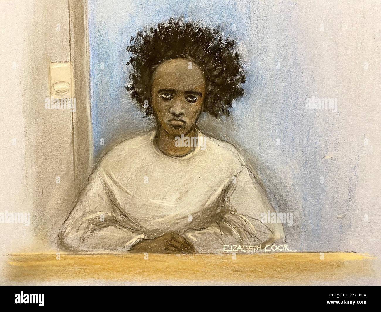 Court artist sketch by elizabeth cook of southport stabbings suspect ...