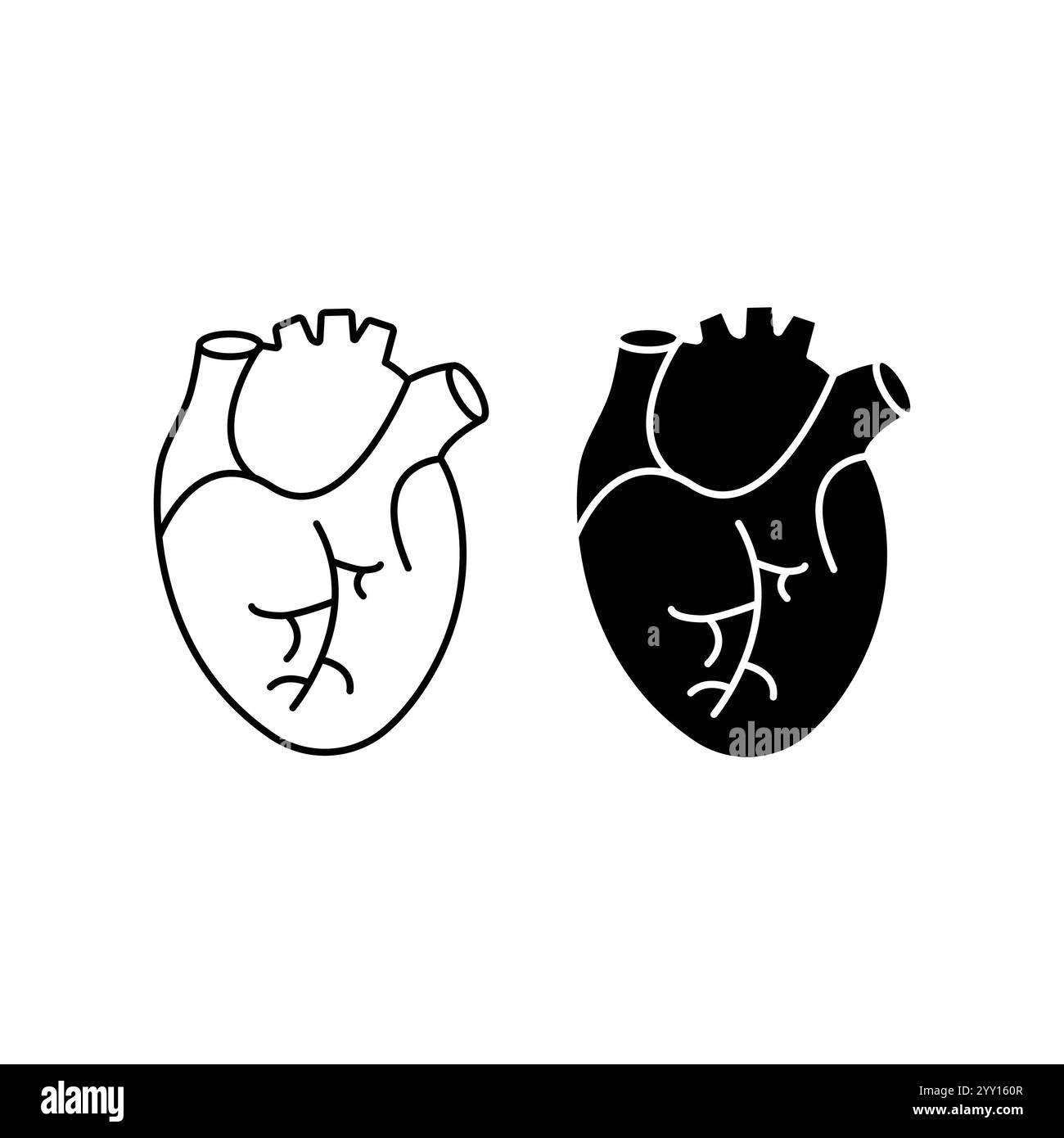 Human heart icon. Black vector illustration isolated on white Stock ...