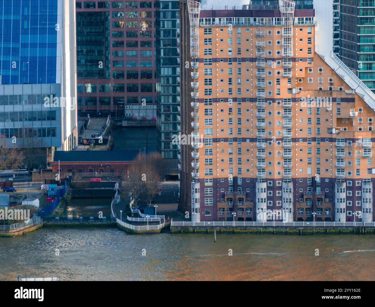 Geometric High Rise and Waterfront in Canary Wharf, London Stock Photo ...