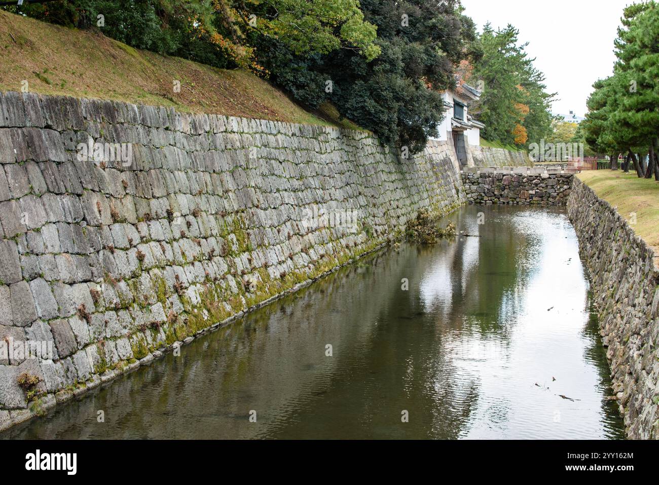 Inner walls and moat of the old Japanese Tokugawa Shogun residence of ...