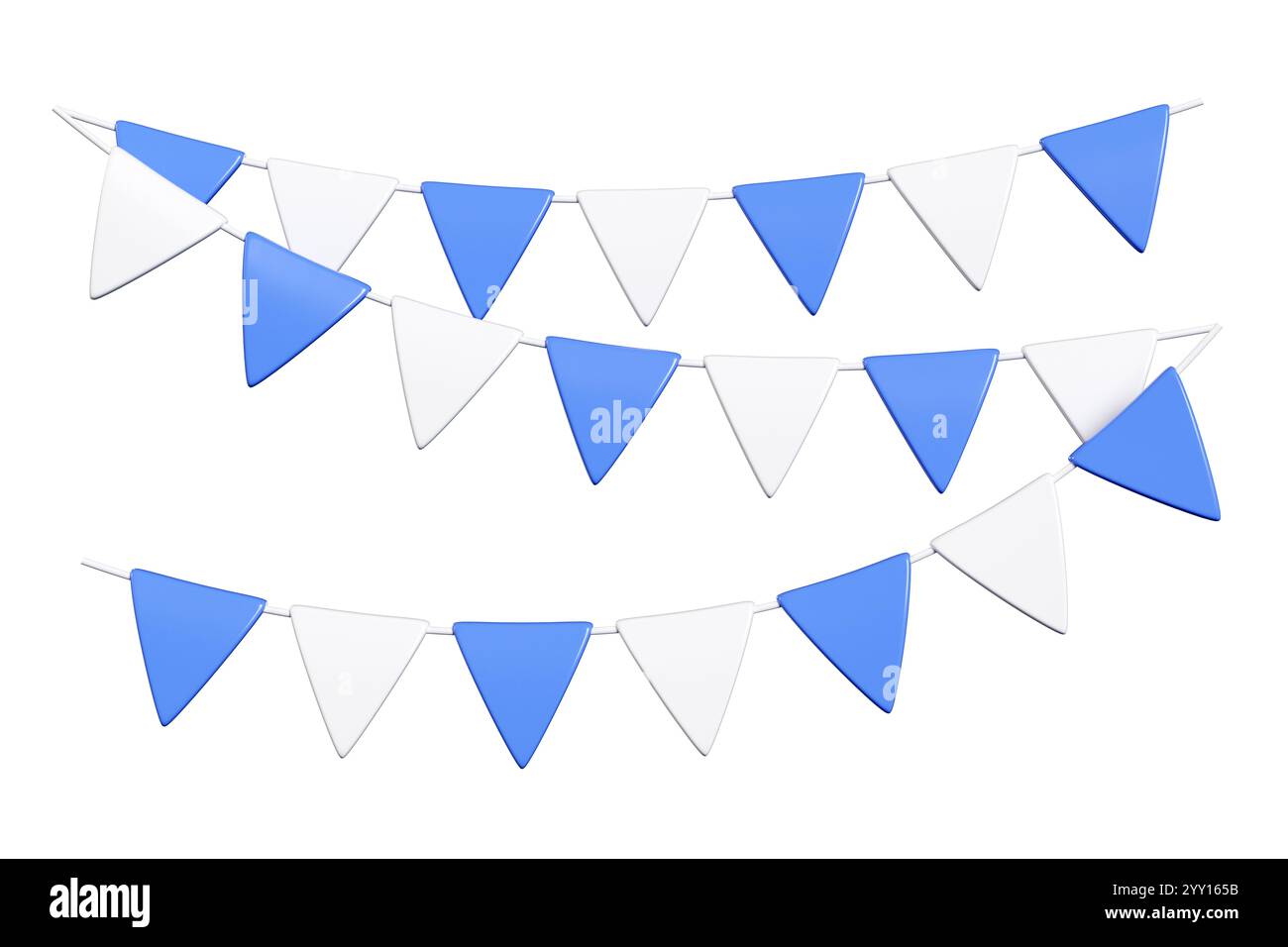 Party border made from triangular bunting flags in alternating blue and ...