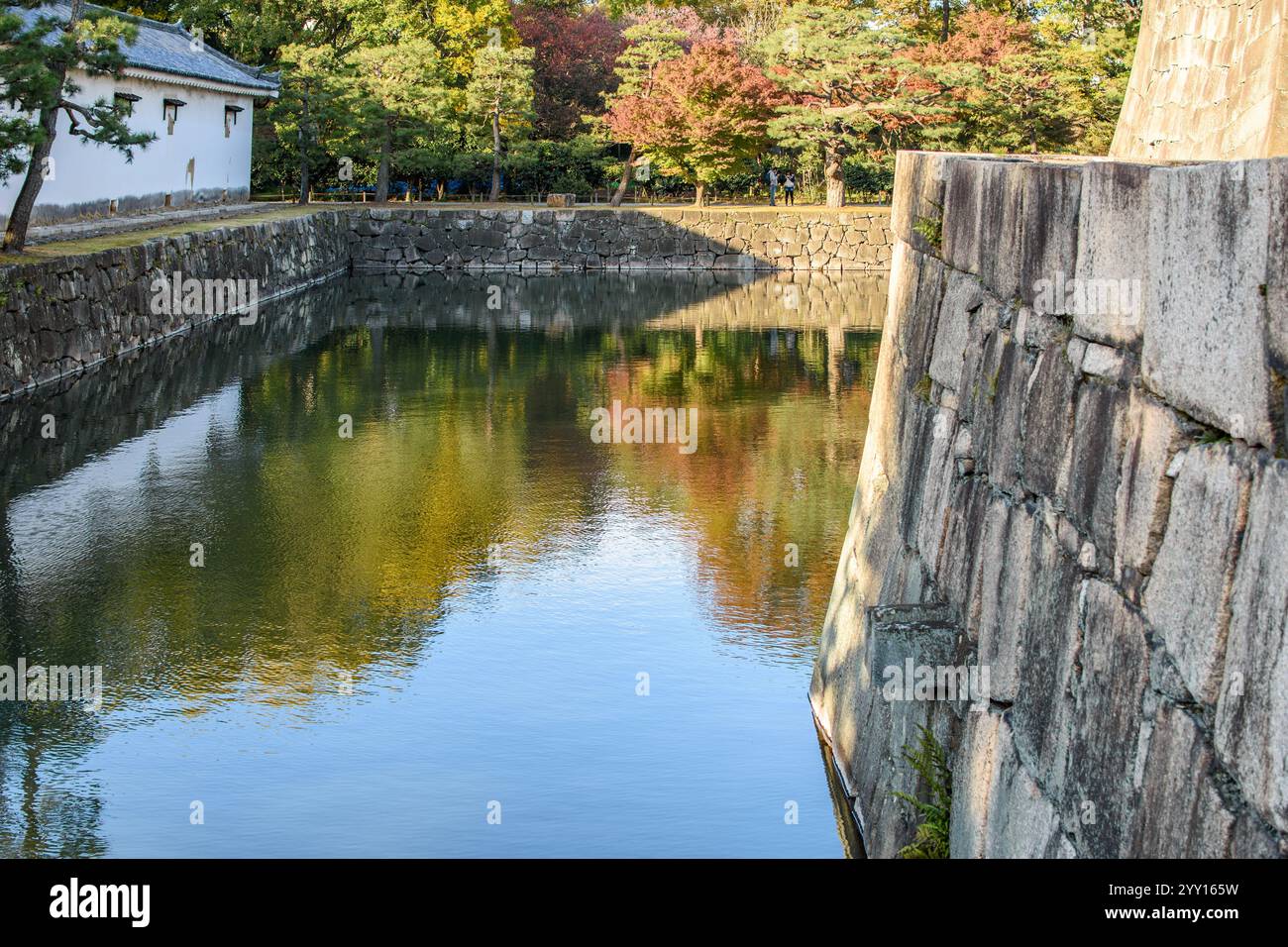 Inner walls and moat of the old Japanese Tokugawa Shogun residence of ...