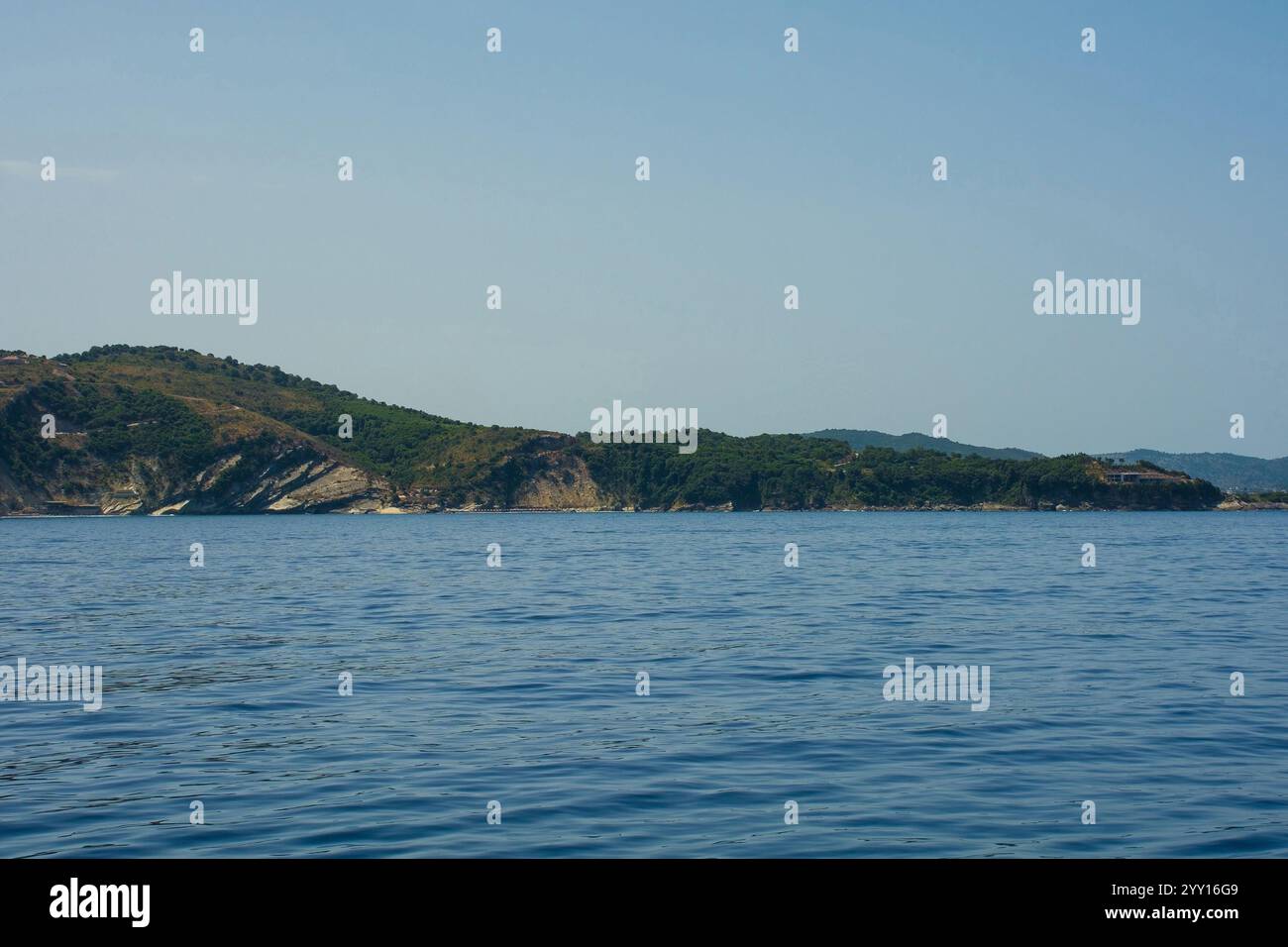 The Ionian coastline south of Sarande, part of the Albanian Riviera ...