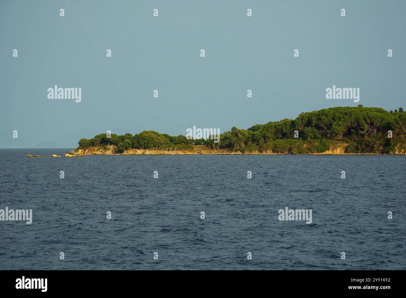 The Greek island of Vido in the Straits of Corfu in the Ionian Sea, off ...